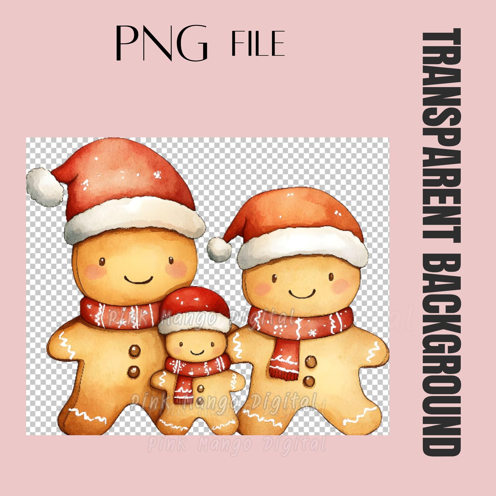 Gingerbread Family PNG Clipart Bundle: Cat & Dog Christmas Graphics ...