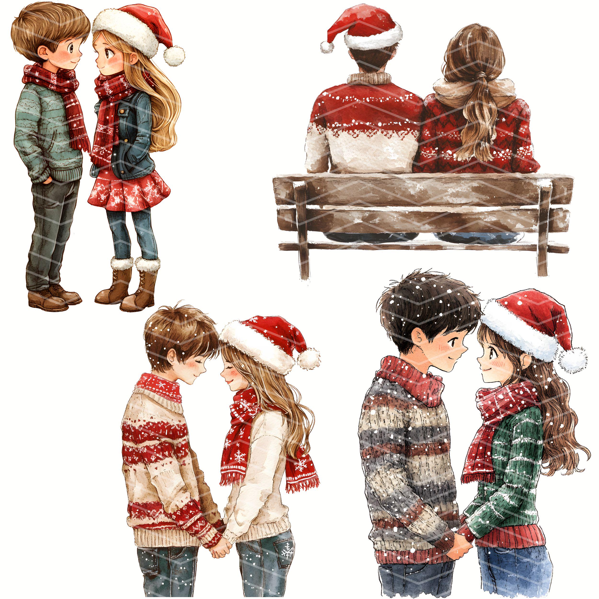 Couple Christmas Clipart Bundle | Cozy Winter Couples | Holiday Couples ...