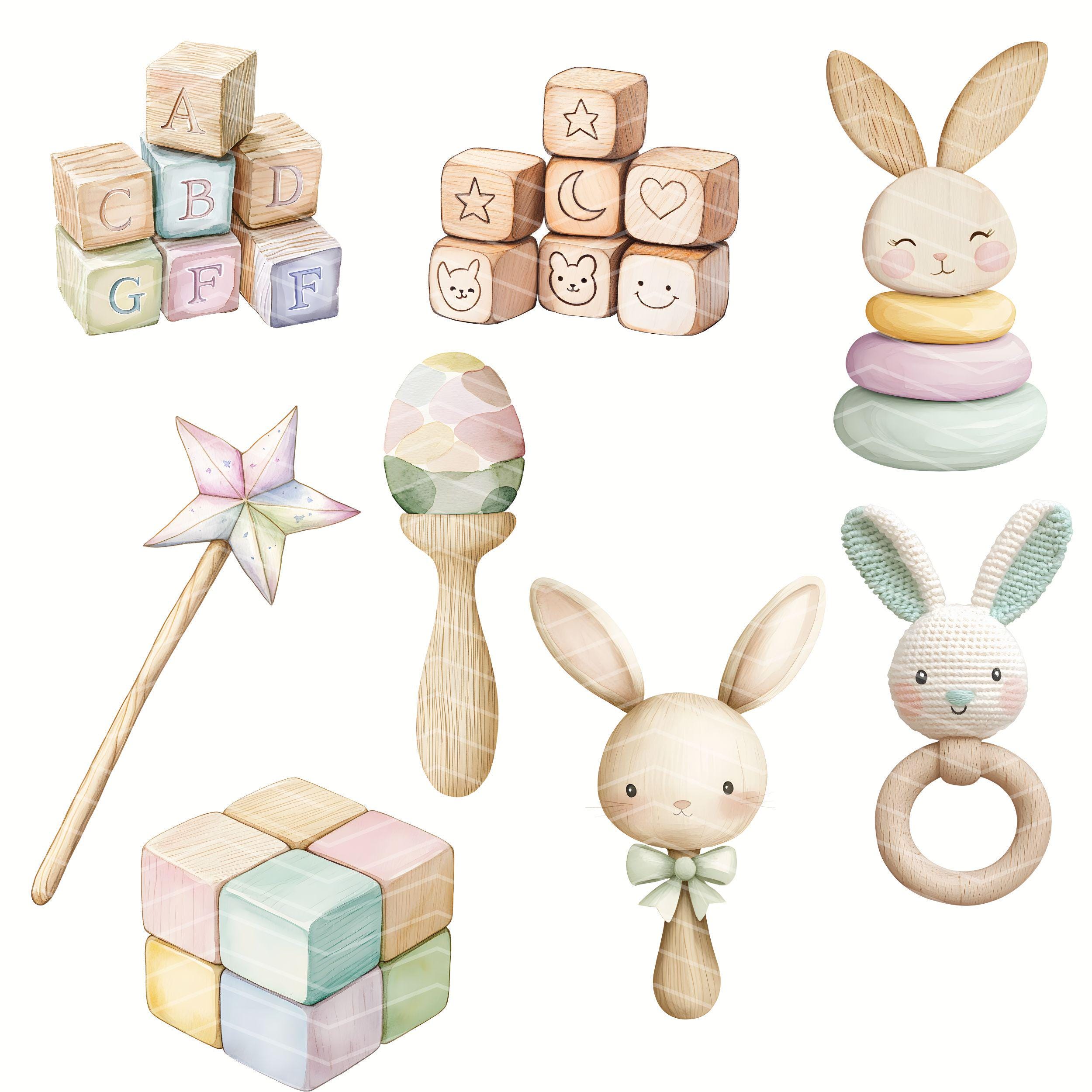 Watercolor Baby Toys Clipart Bundle | Cute Baby Toys PNG | Nursery ...