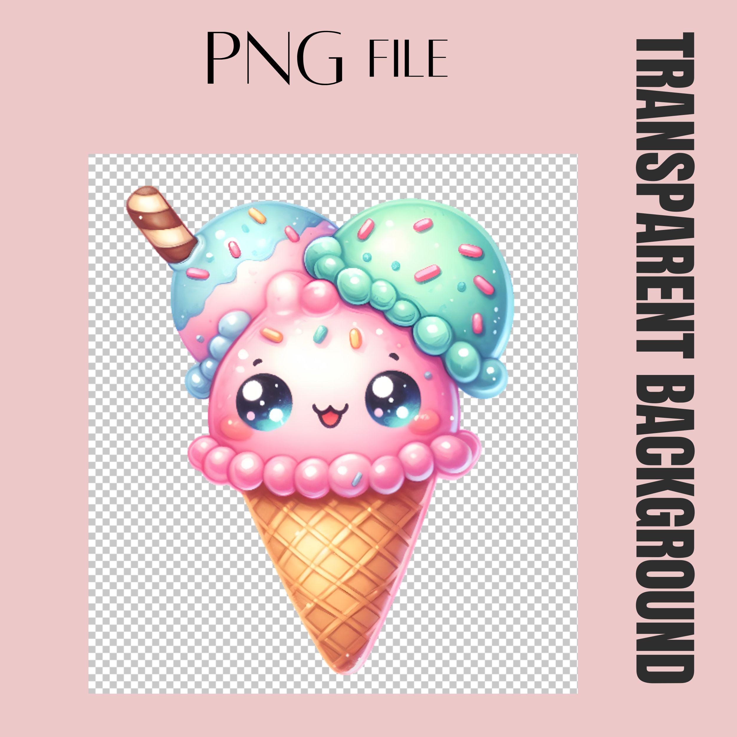 Kawaii Ice Cream Clipart Bundle | Cute Dessert PNG | Pastel Ice Cream ...