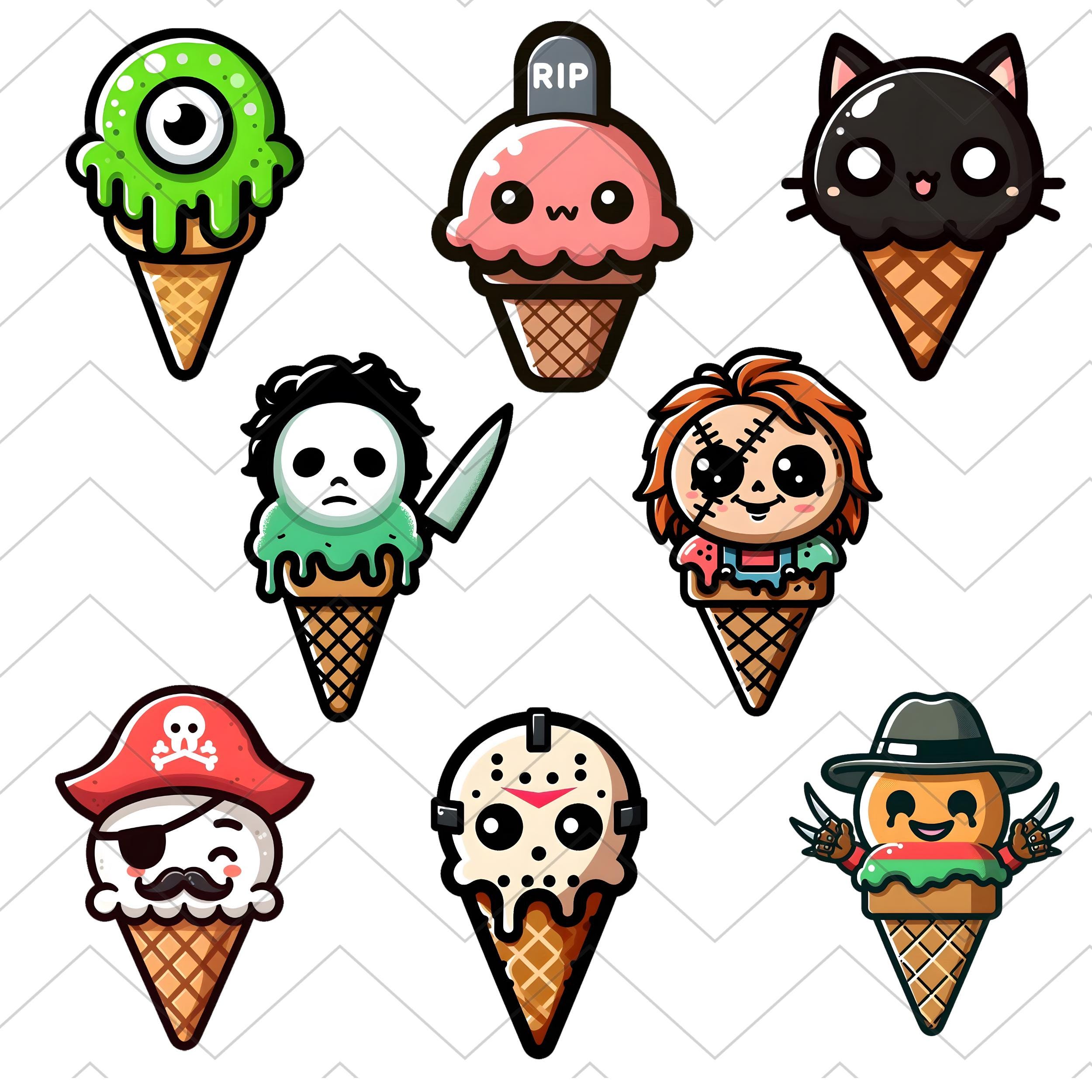 Halloween Ice Cream Clipart: Spooky Kawaii PNG Bundle (digital Download ...