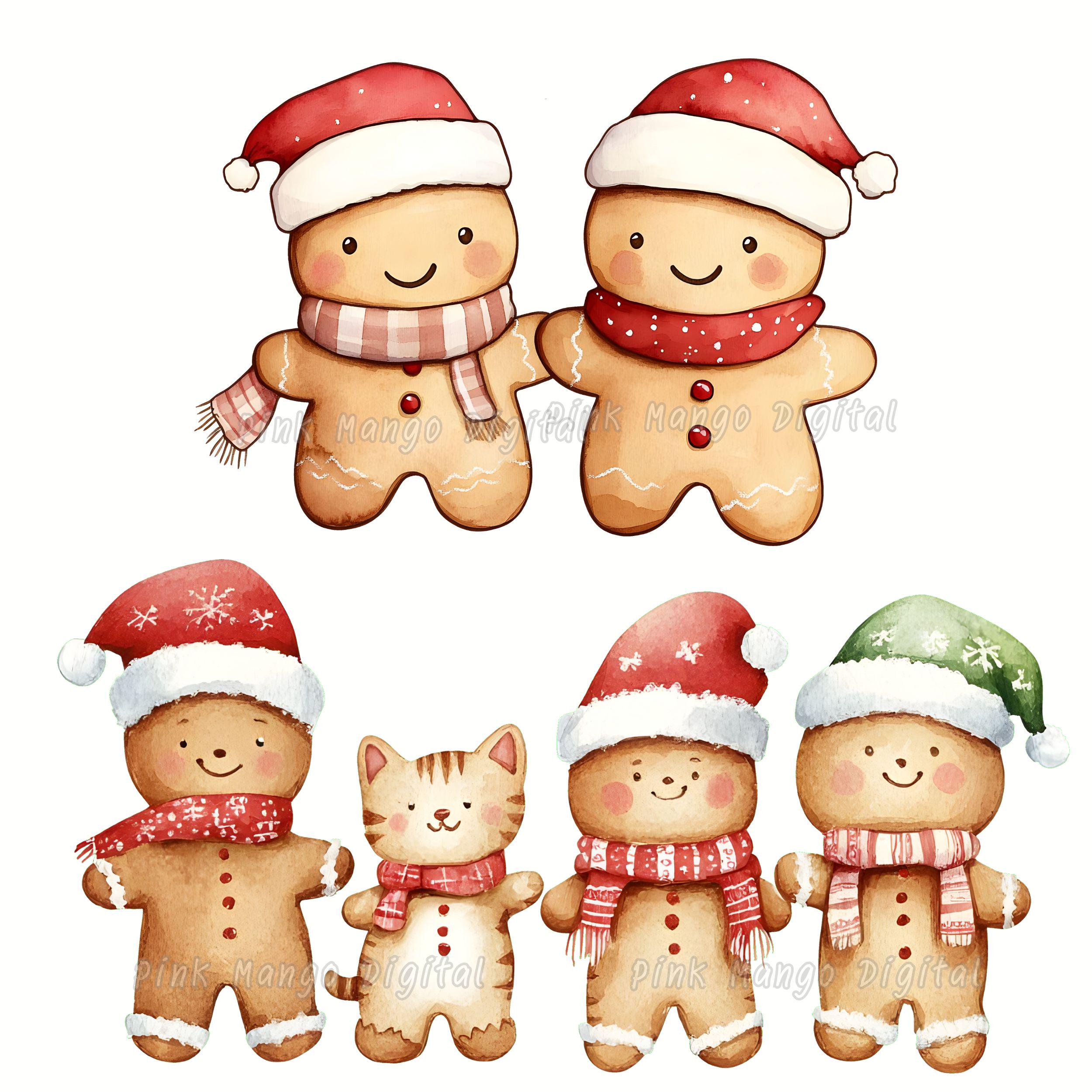 Gingerbread Family PNG Clipart Bundle: Cat & Dog Christmas Graphics ...