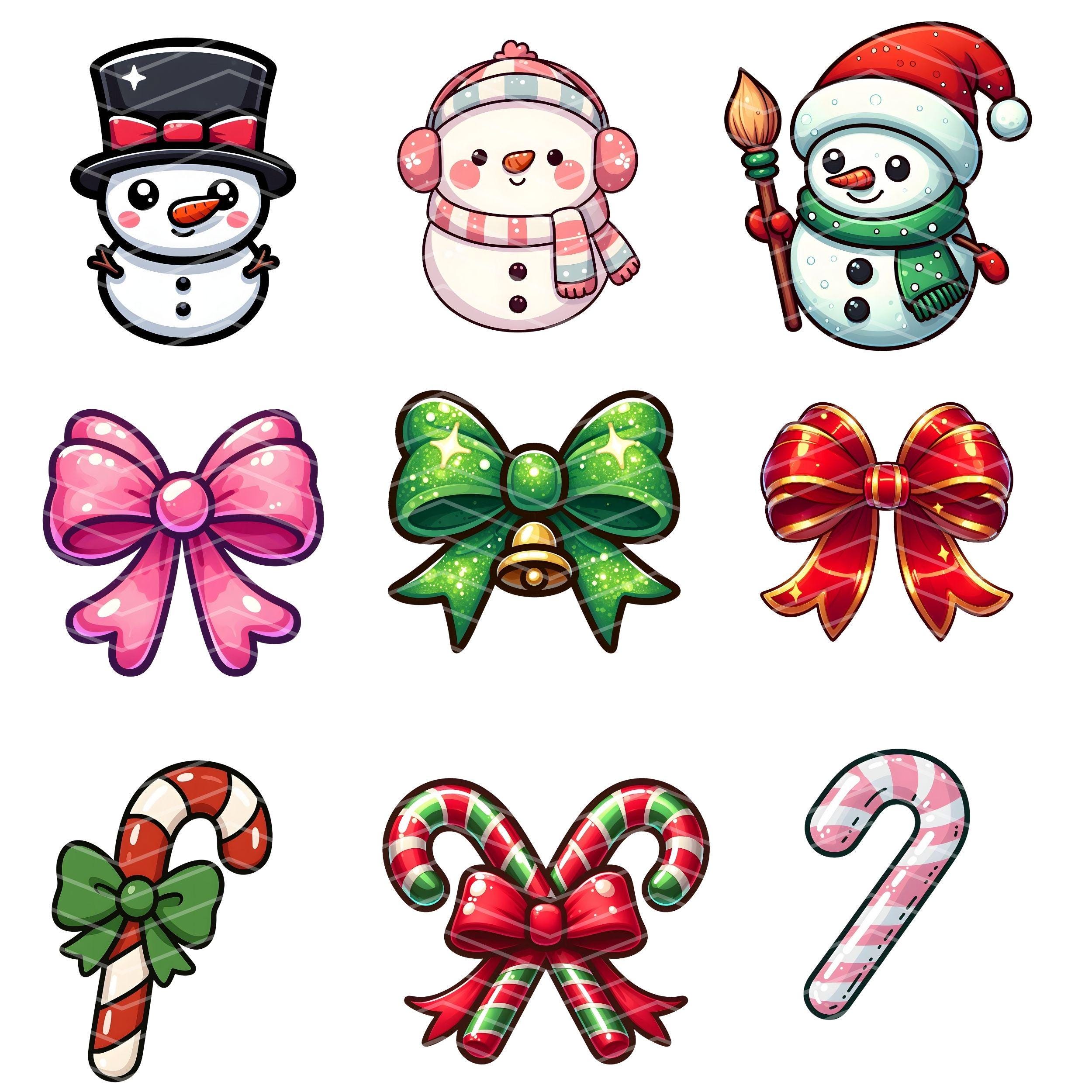 Kawaii Christmas Clipart Bundle | Cute Santa Reindeer Gingerbread PNG ...