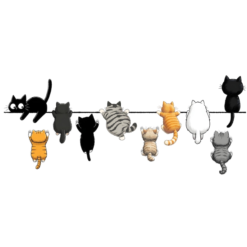 Cute Cat Butt Clipart Bundle, Funny Cartoon Cats PNG, Back View Kitty ...