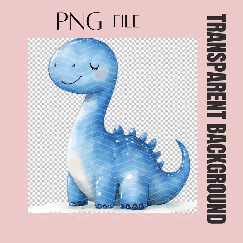 Watercolor Dinosaur Era, Cute Blue Dino Clipart, Dino PNG, Dinosaur ...