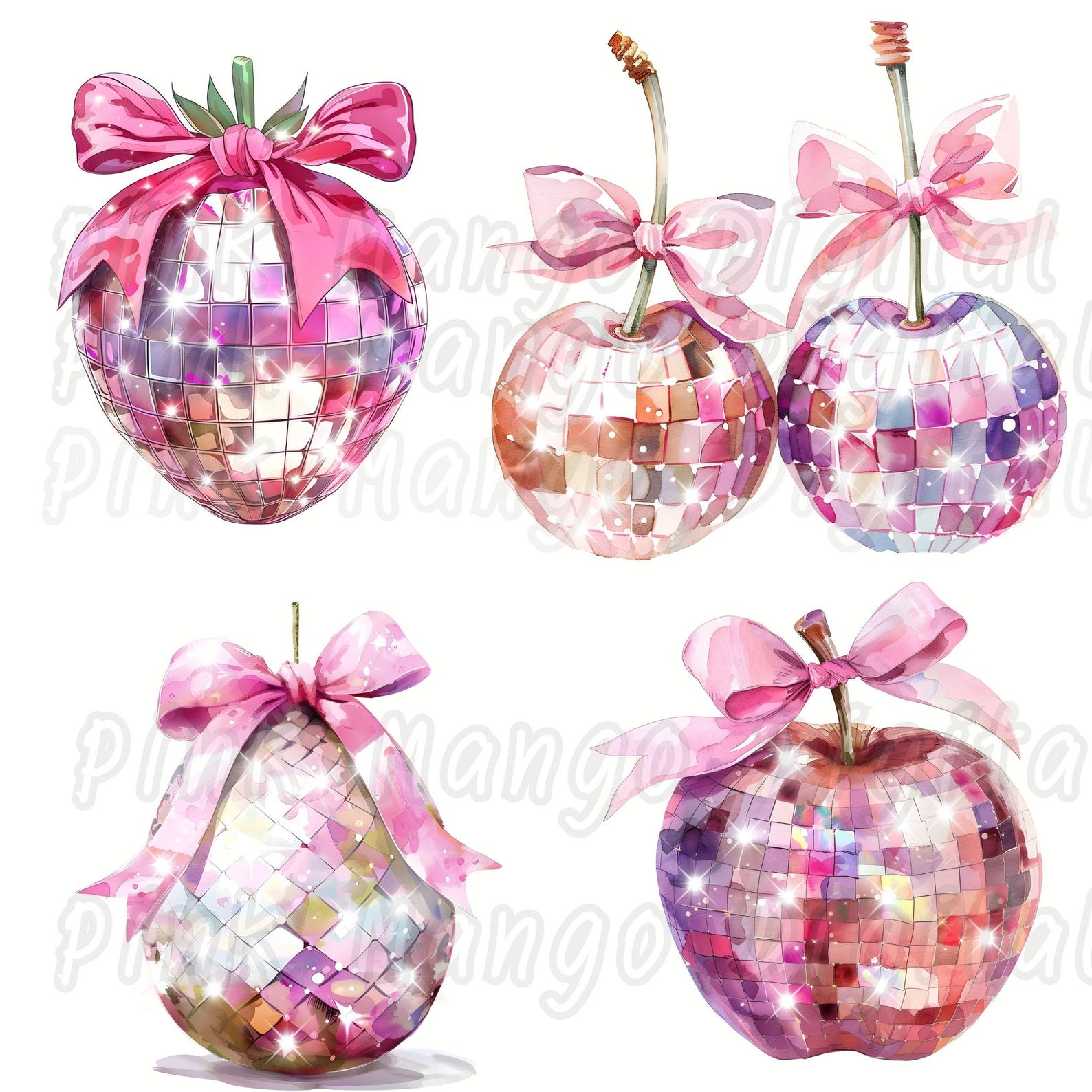 10 Cute Disco Fruits and Veggies PNG Clipart | Disco Fruits Clipart ...