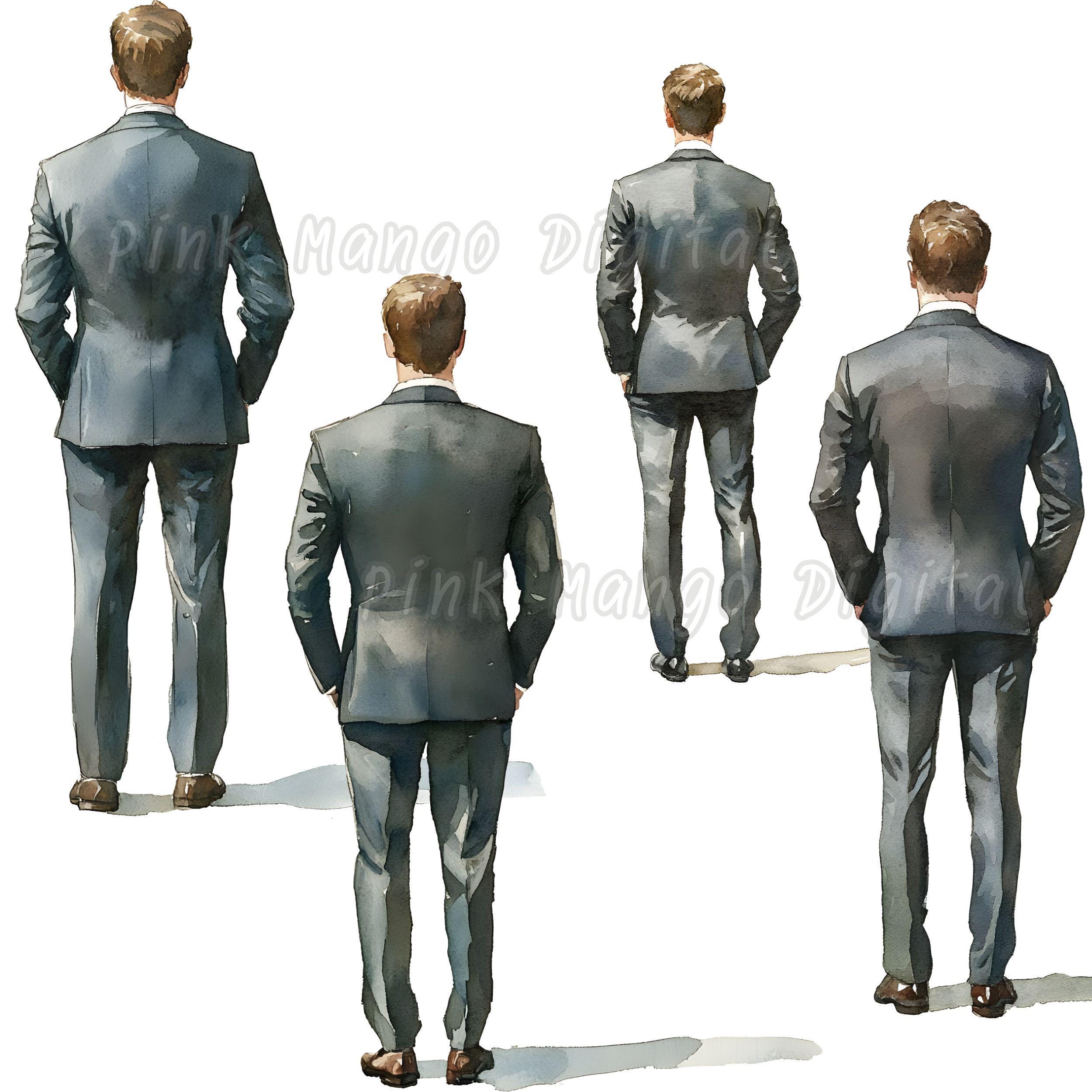 Watercolor Groom From the Back Clipart, Wedding Illustration, Wedding ...