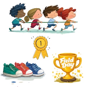 Field Day Clipart PNG Bundle | Kids Sports Day Illustrations | School ...