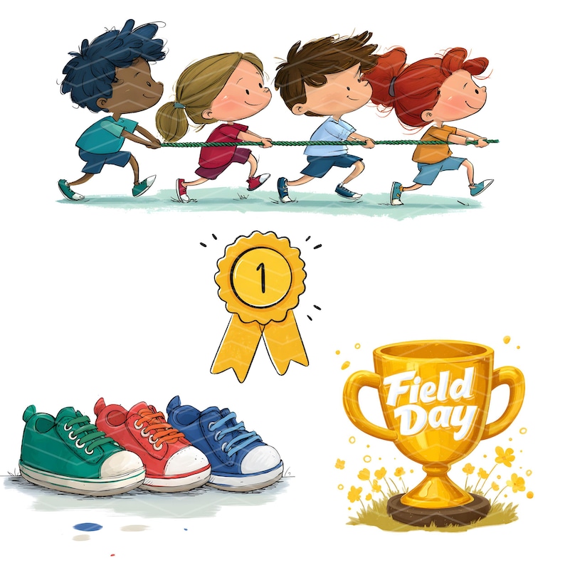 Field Day Clipart PNG Bundle | Kids Sports Day Illustrations | School ...