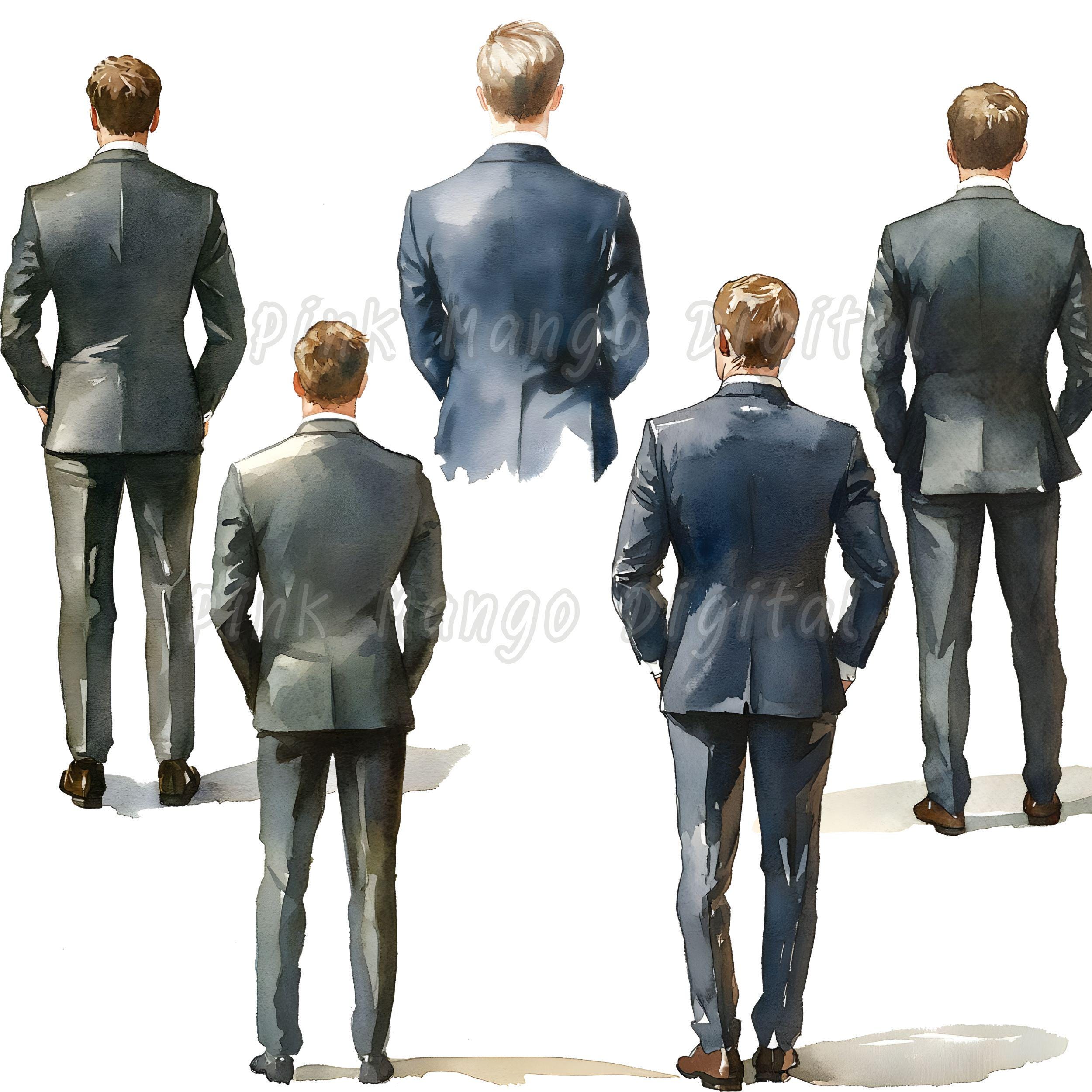 Watercolor Groom From the Back Clipart, Wedding Illustration, Wedding ...