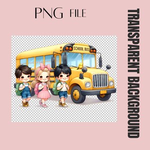 Back to School Clipart Bundle | 20 PNG Kids Classroom School Bus | Cute ...