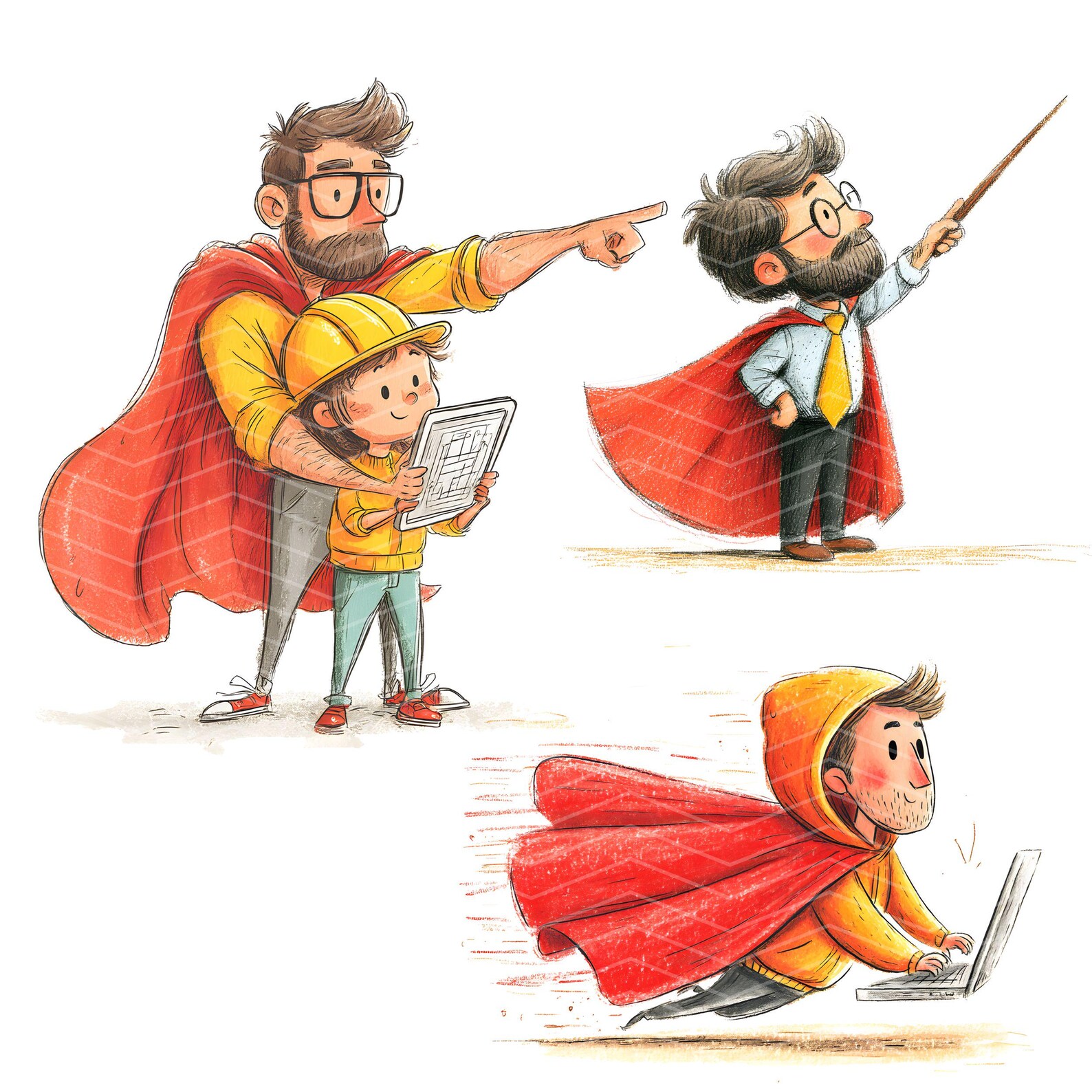 Superhero Dads Clipart, Father’s Day Professions Bundle, Everyday Hero ...