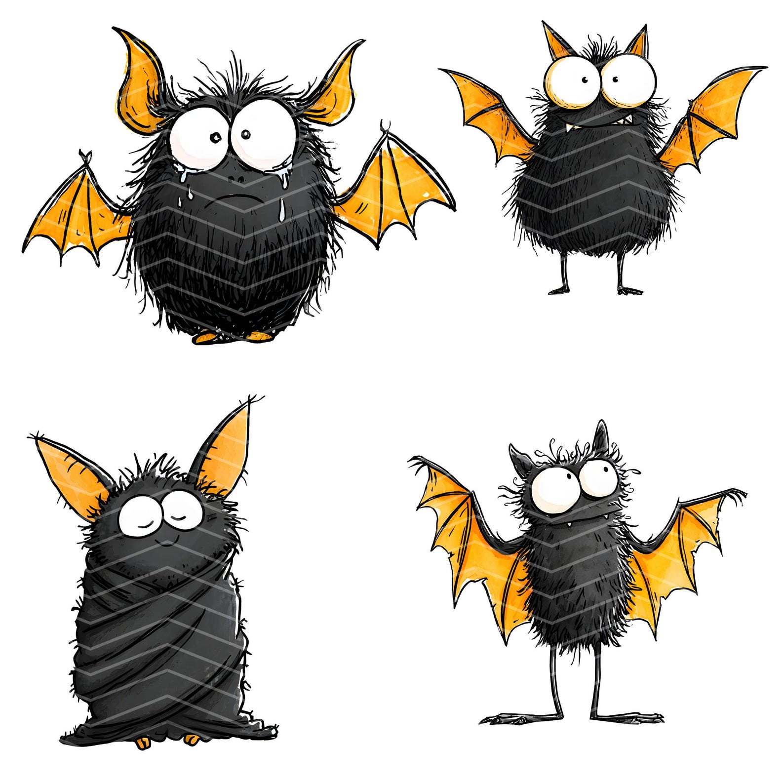 Funny Halloween Bat Clipart Bundle: Commercial Use PNG Graphics - Etsy