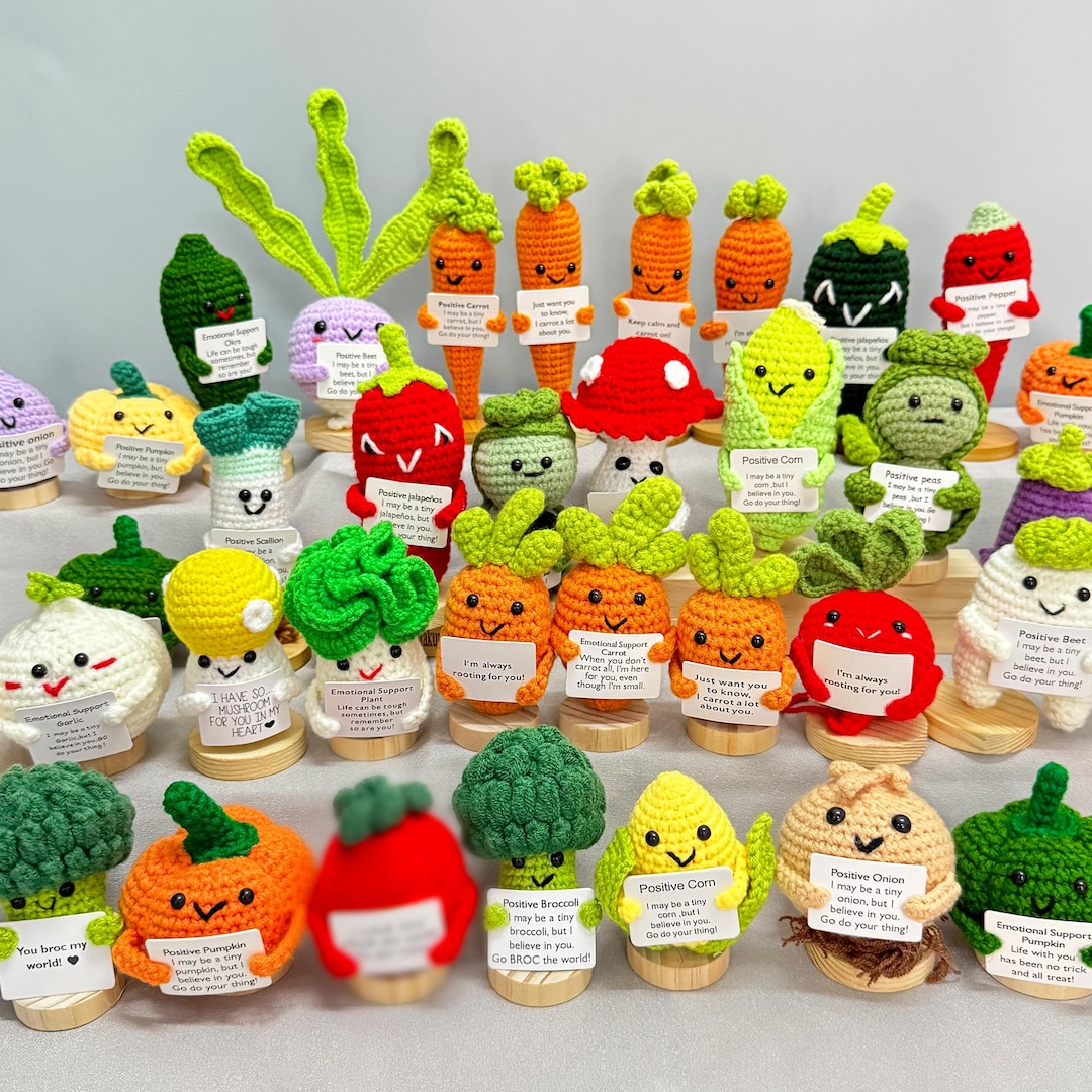 Positive Crochet Vegetables and Fruits,crochet Desk Buddy,emotional ...