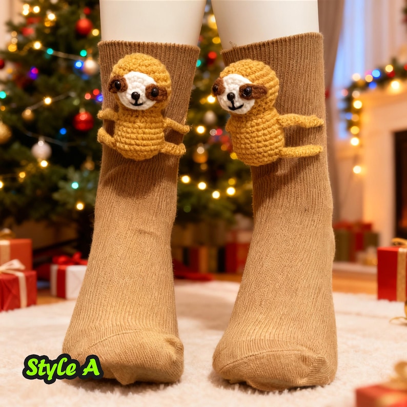 3D Knit Animal Sloth Socks Koala/santa Claus/snowman/elk/panda/cat ...