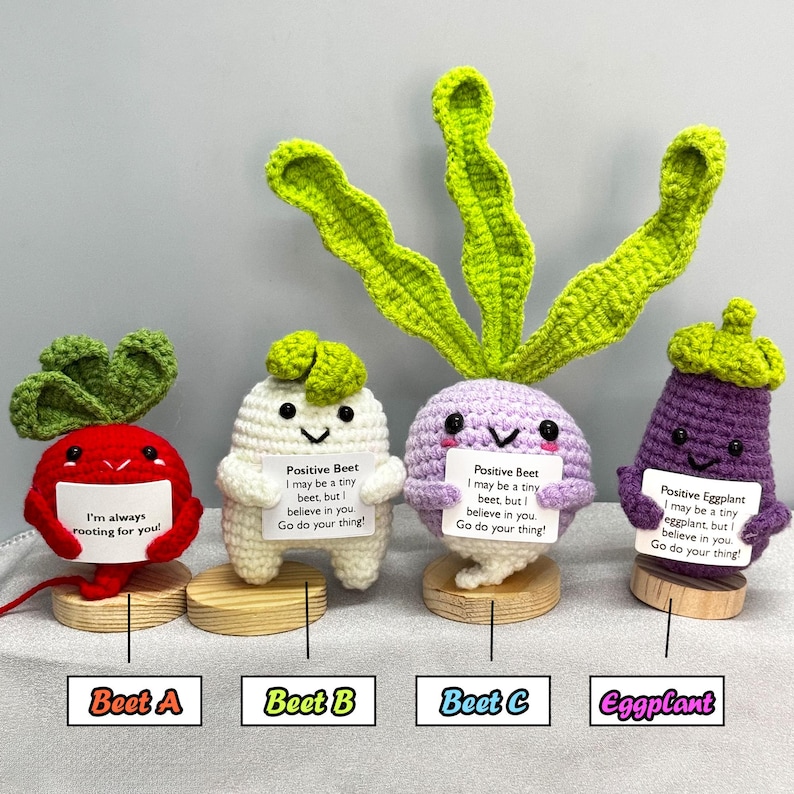 Positive Crochet Vegetables and Fruits,crochet Desk Buddy,emotional ...