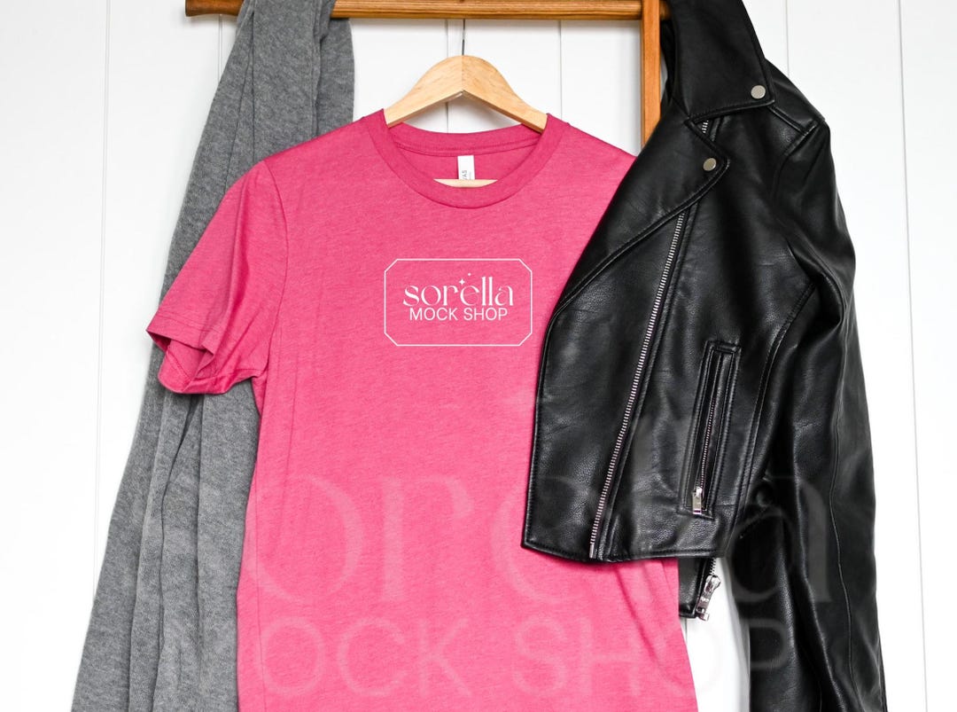 Bella Canvas 3001 Mockup, Heather Raspberry Bella Canvas, Heather CVC ...