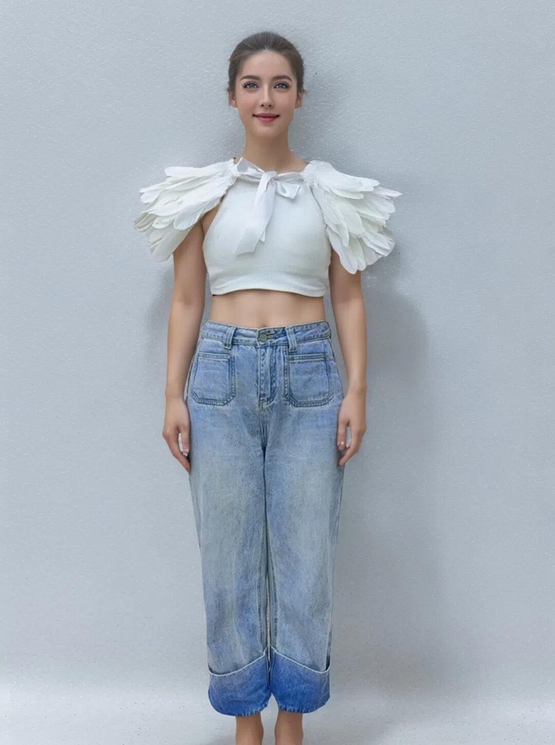 Gothic White Goose Feather Shawl Cape, Bird Costume, Cosplay Feather ...