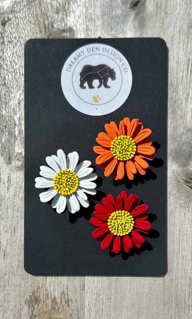 Daisy Flower Magnets Trio – Red, White, Orange *picture Frame NOT ...