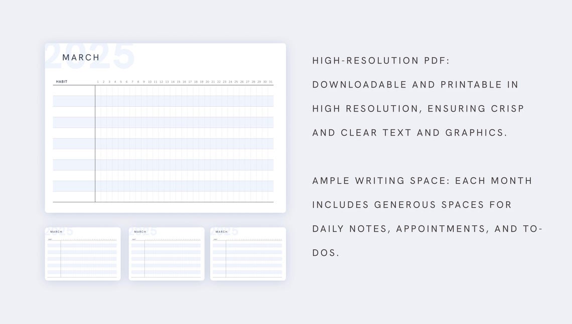2025 Monthly Habit Tracker | Printable Habit Tracker | Elegant Tracker ...