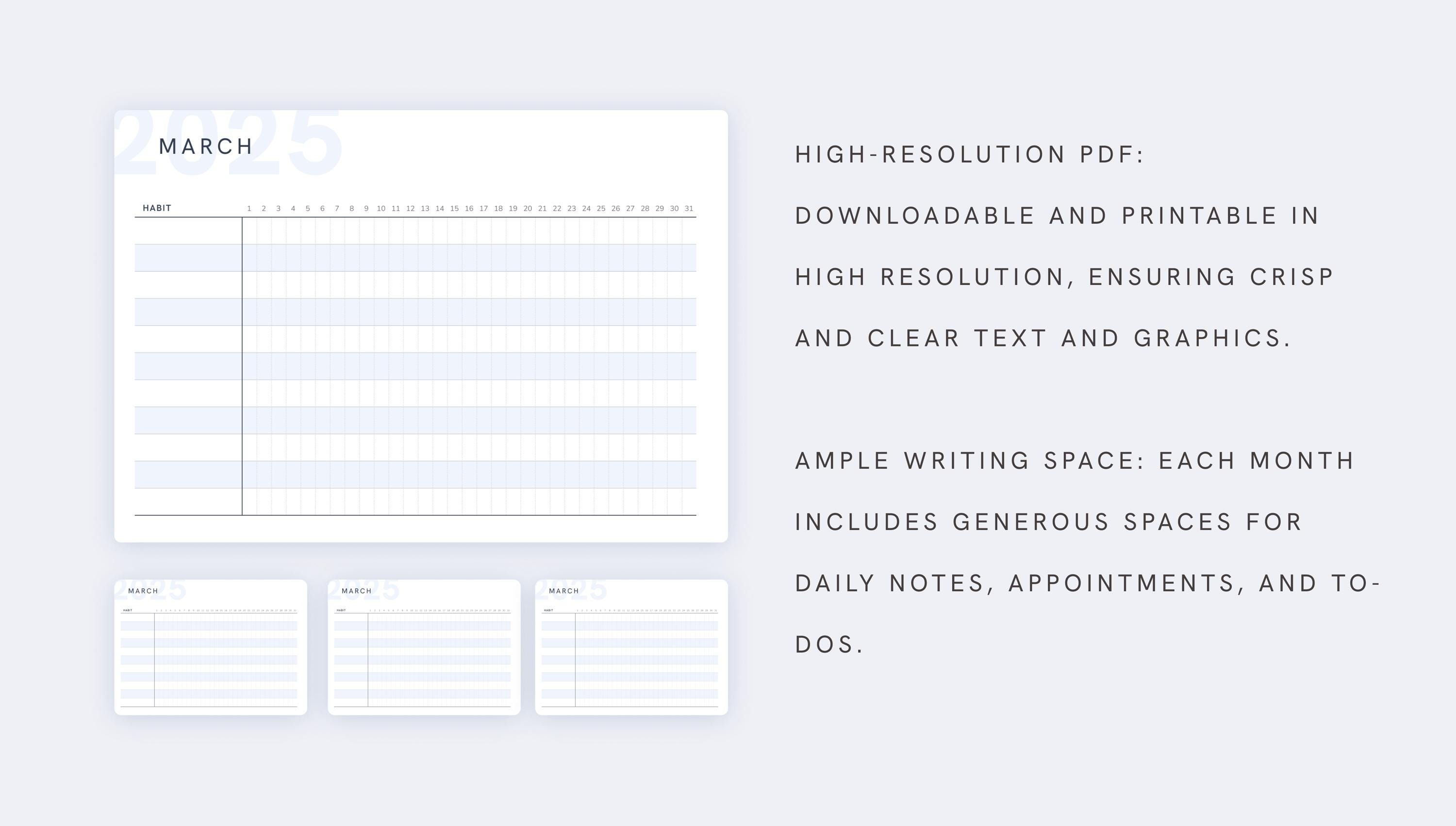 2025 Monthly Habit Tracker | Printable Habit Tracker | Elegant Tracker ...