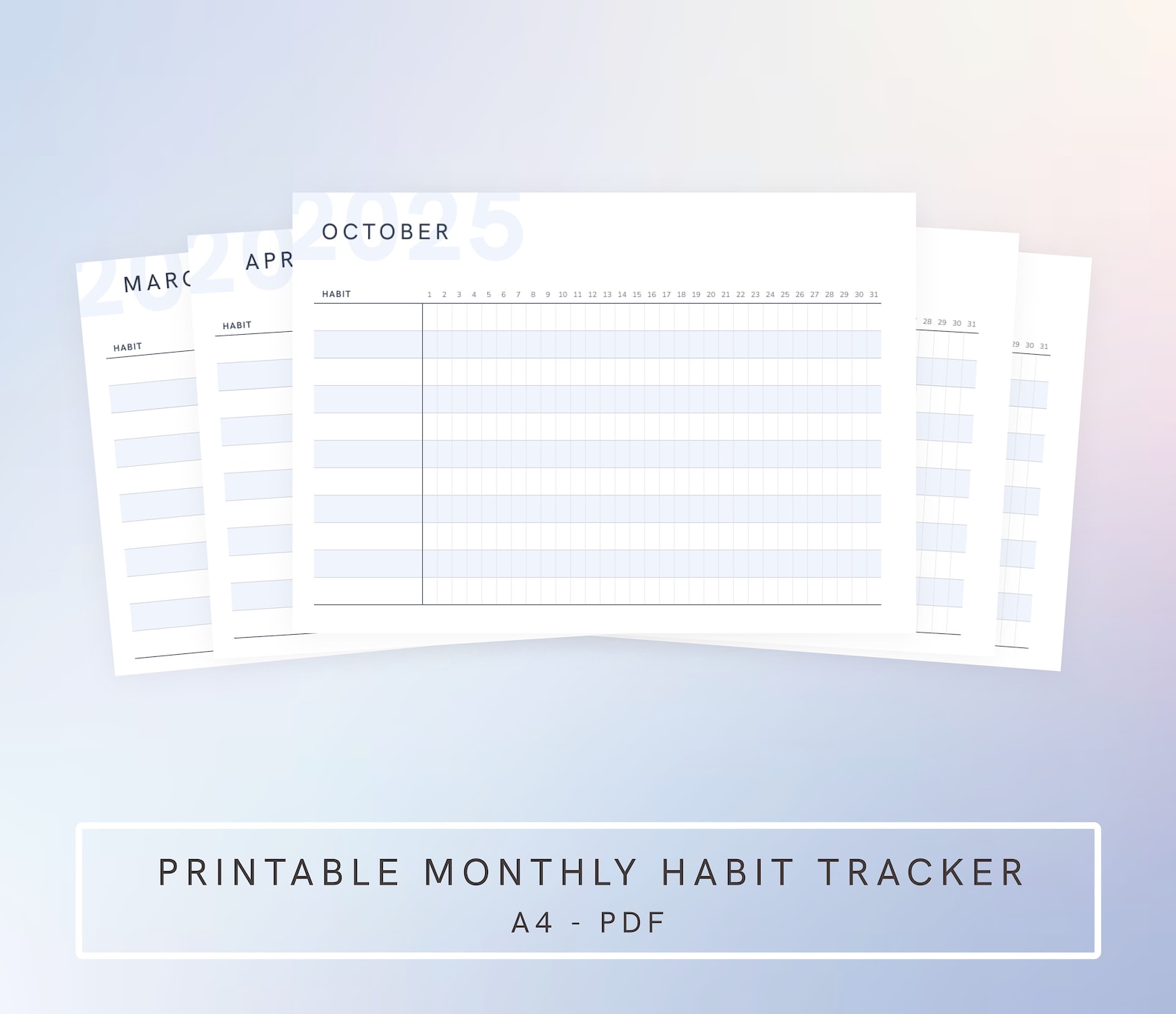2025 Monthly Habit Tracker Printable Habit Tracker Elegant Tracker ...