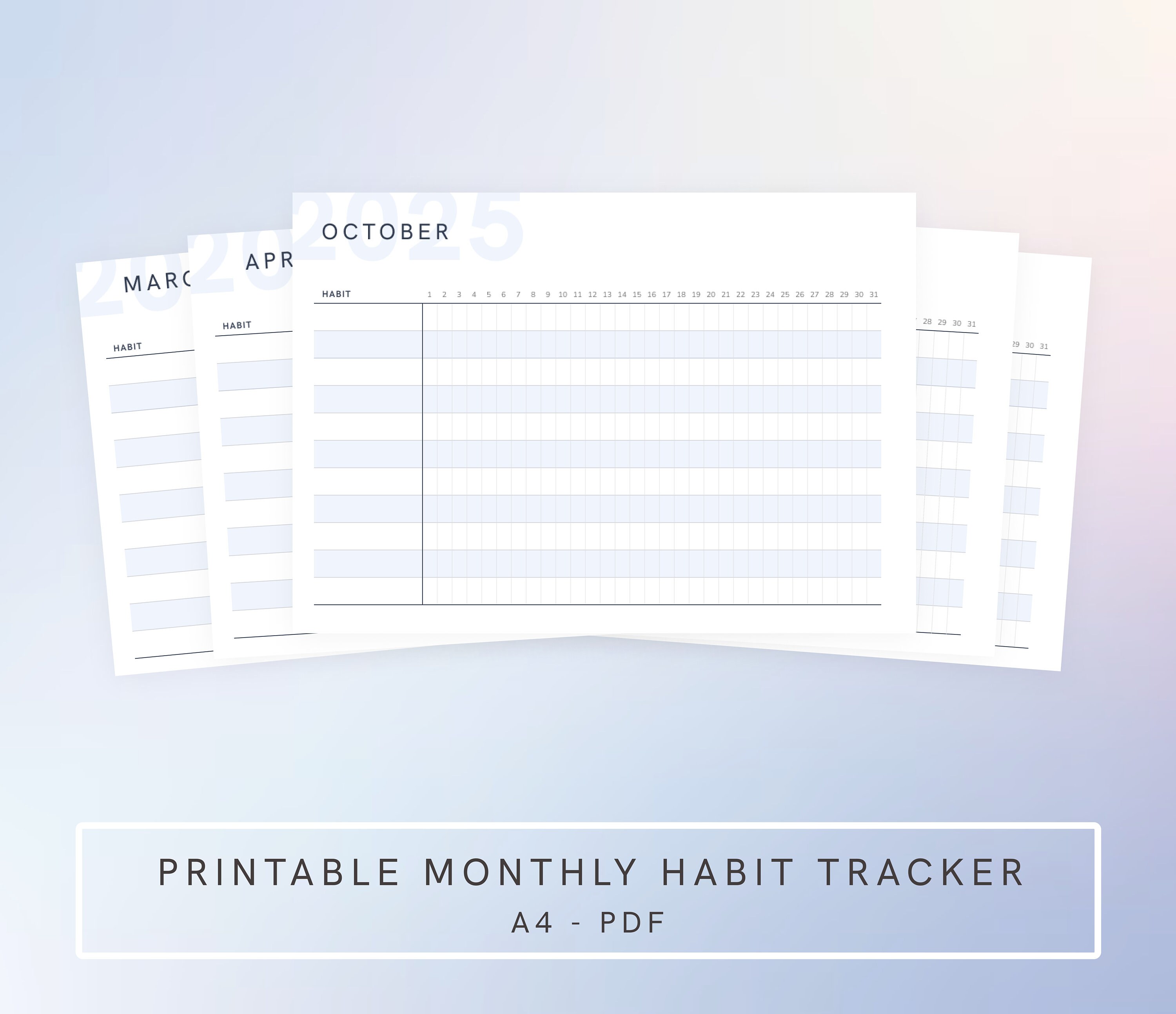 2025 Monthly Habit Tracker | Printable Habit Tracker | Elegant Tracker ...