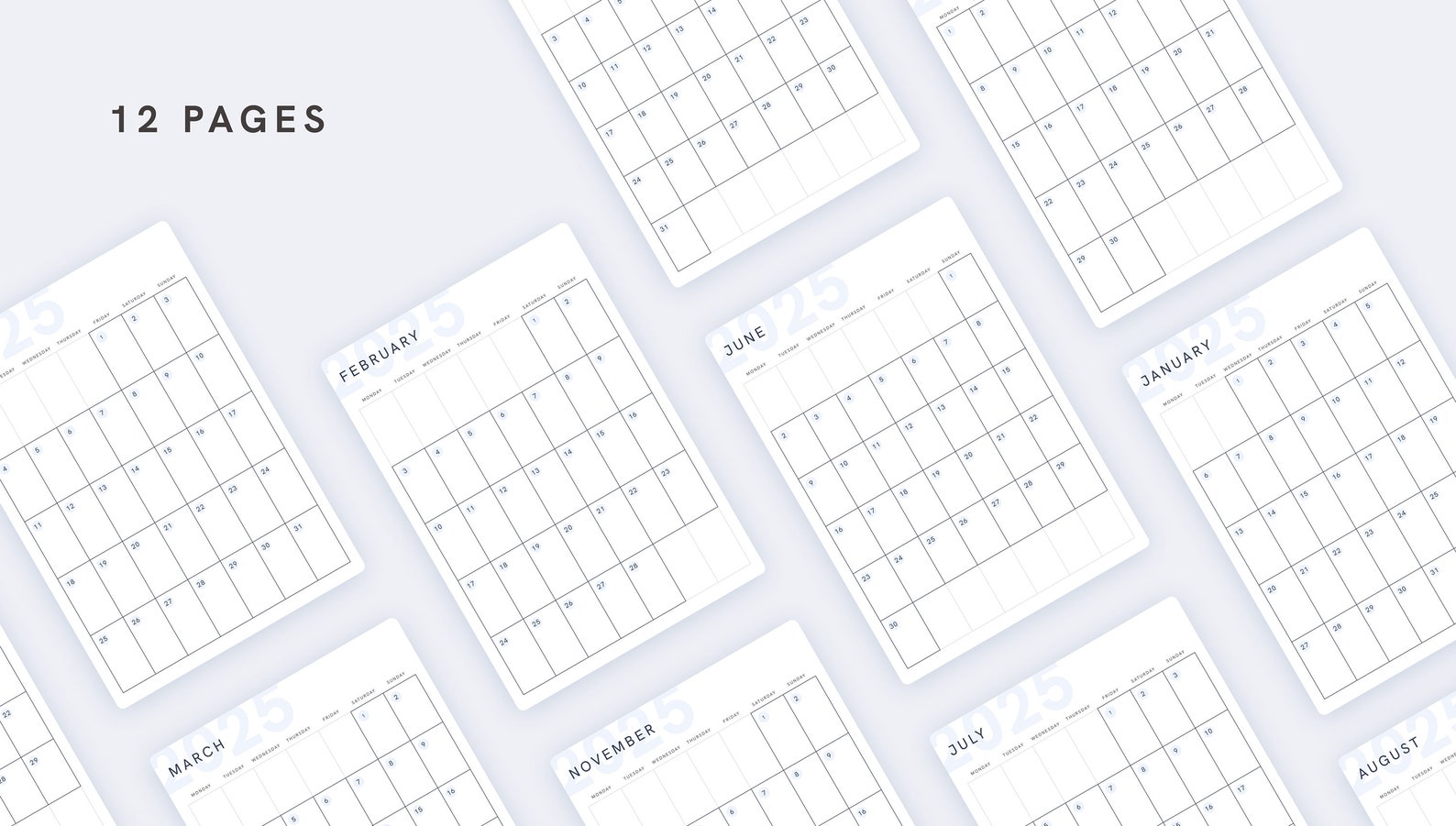 2025 Monthly Year Planner | Printable Calendar | Elegant Yearly Agenda ...