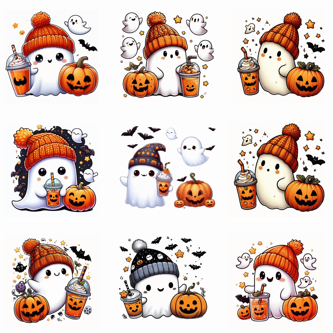 Cute Ghost Halloween Png, Cozy Fall Ghost With Pumpkin Aesthetic ...