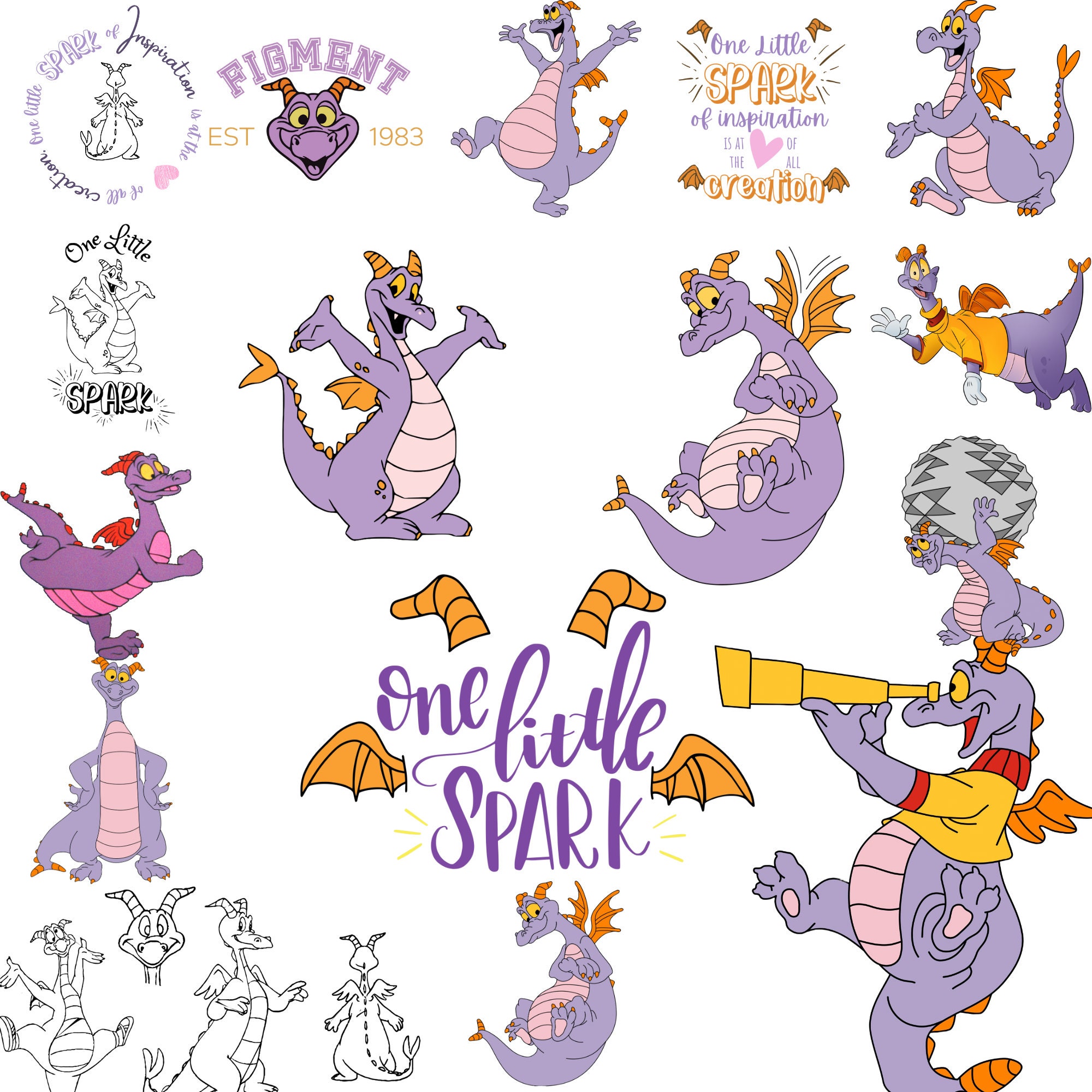 Epcot Figment Inspired Png Bundle, One Little Spark, Journey to ...