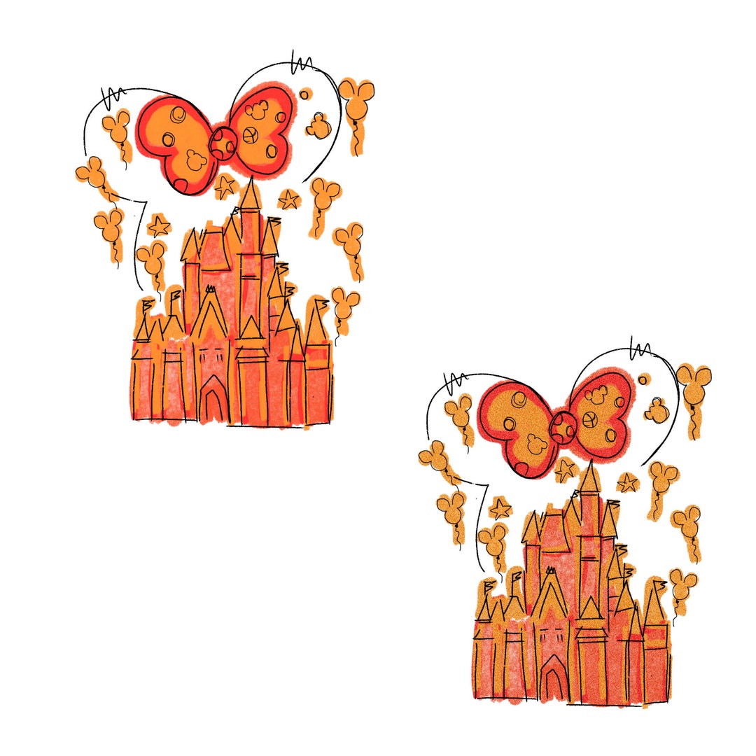 Watercolor Mouse Castle Png Bundle, Mouse Ear Castle Png, Retro ...