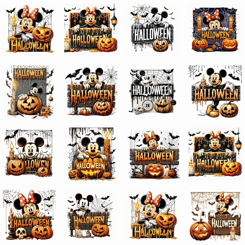 Halloween Mouse Style Clipart Bundle, Spooky Pumpkin Sign Designs for ...