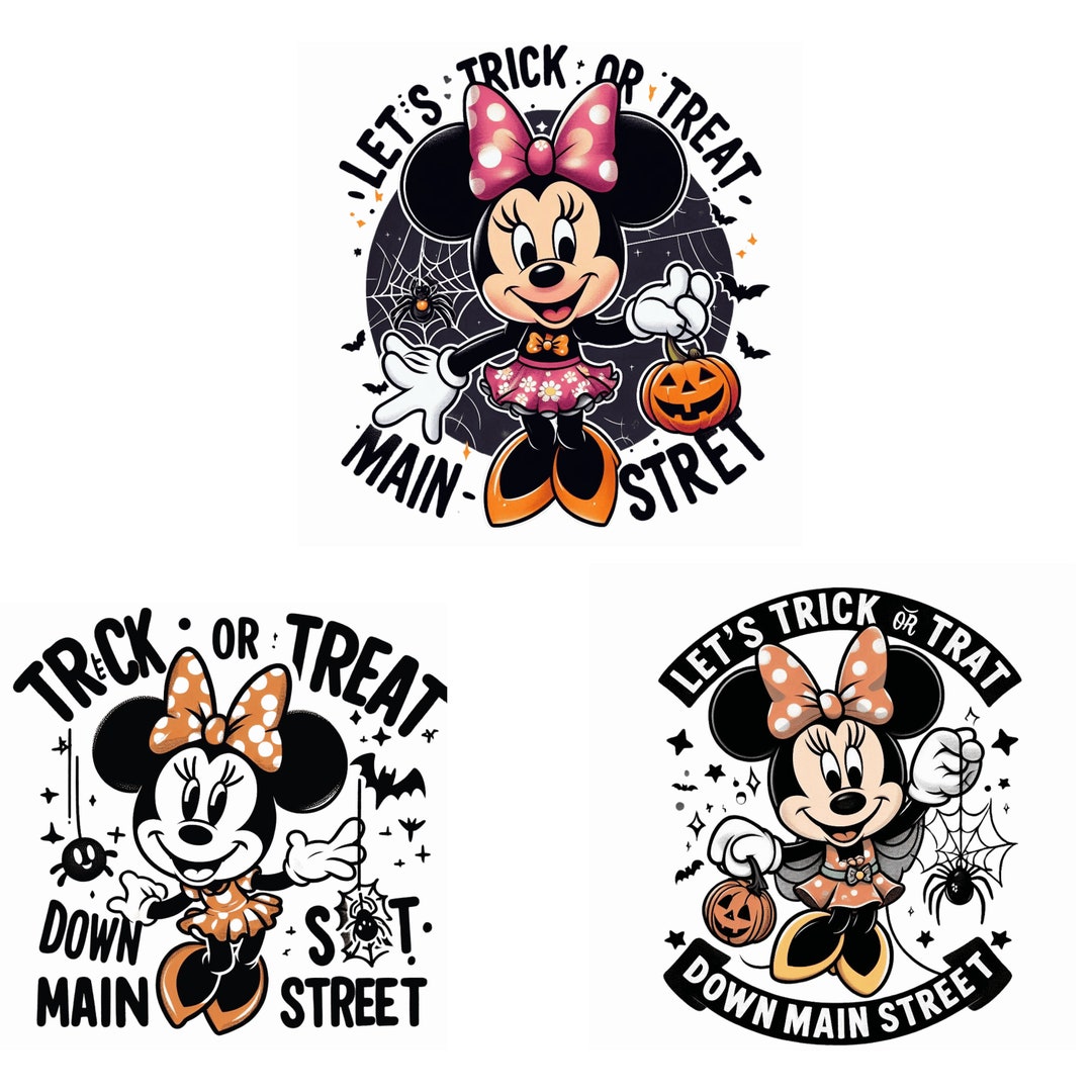 Let's Trick or Treat Down Main Street Png, Minnie Not so Scary ...