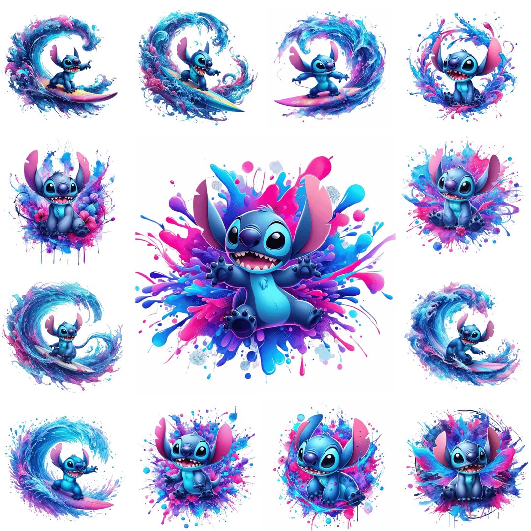 Stitch Splash and Watercolor Digital Design PNG File for Sublimation ...