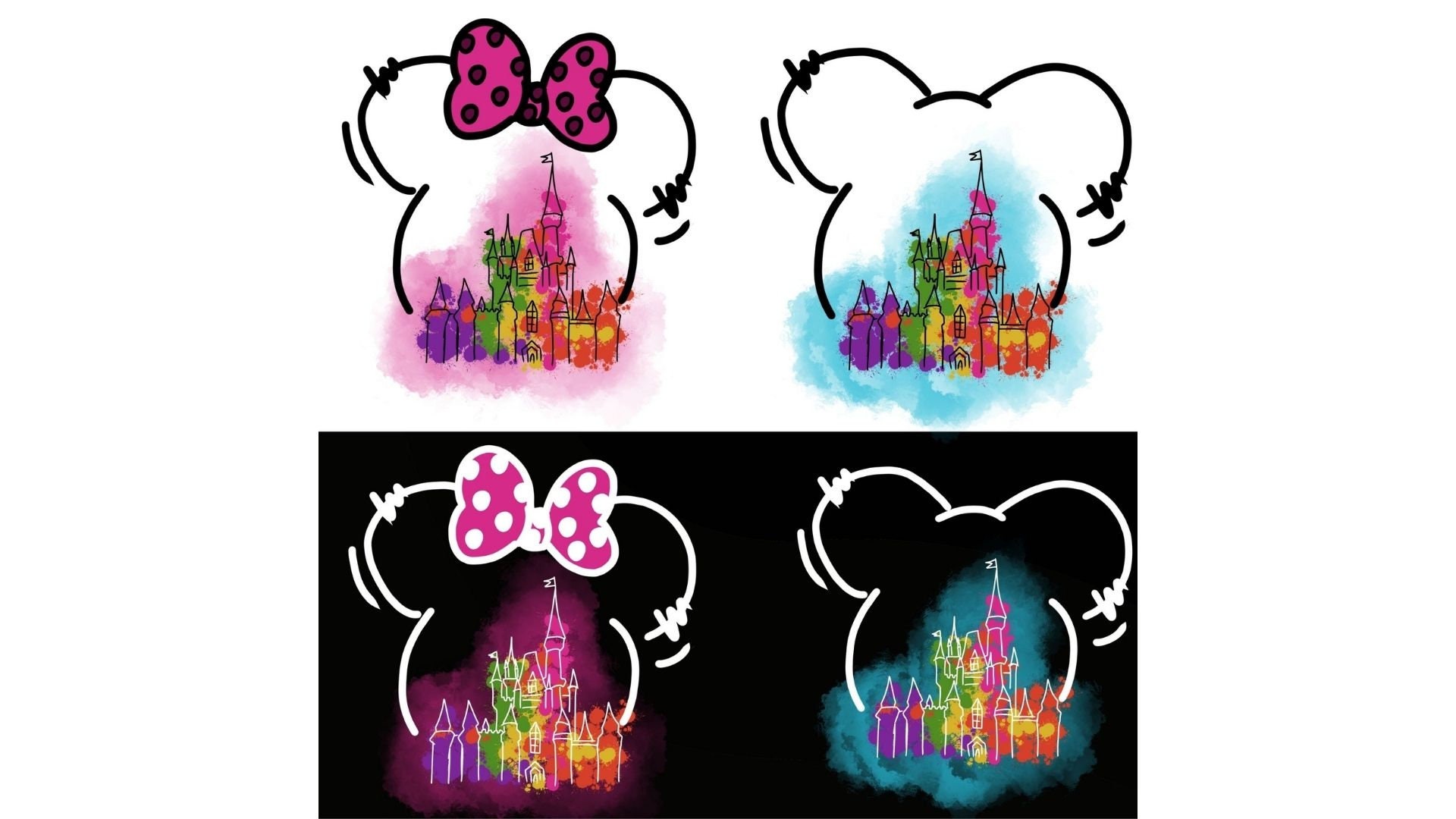 Watercolor Mouse Castle Png Bundle, Mouse Ear Castle Png, Retro ...