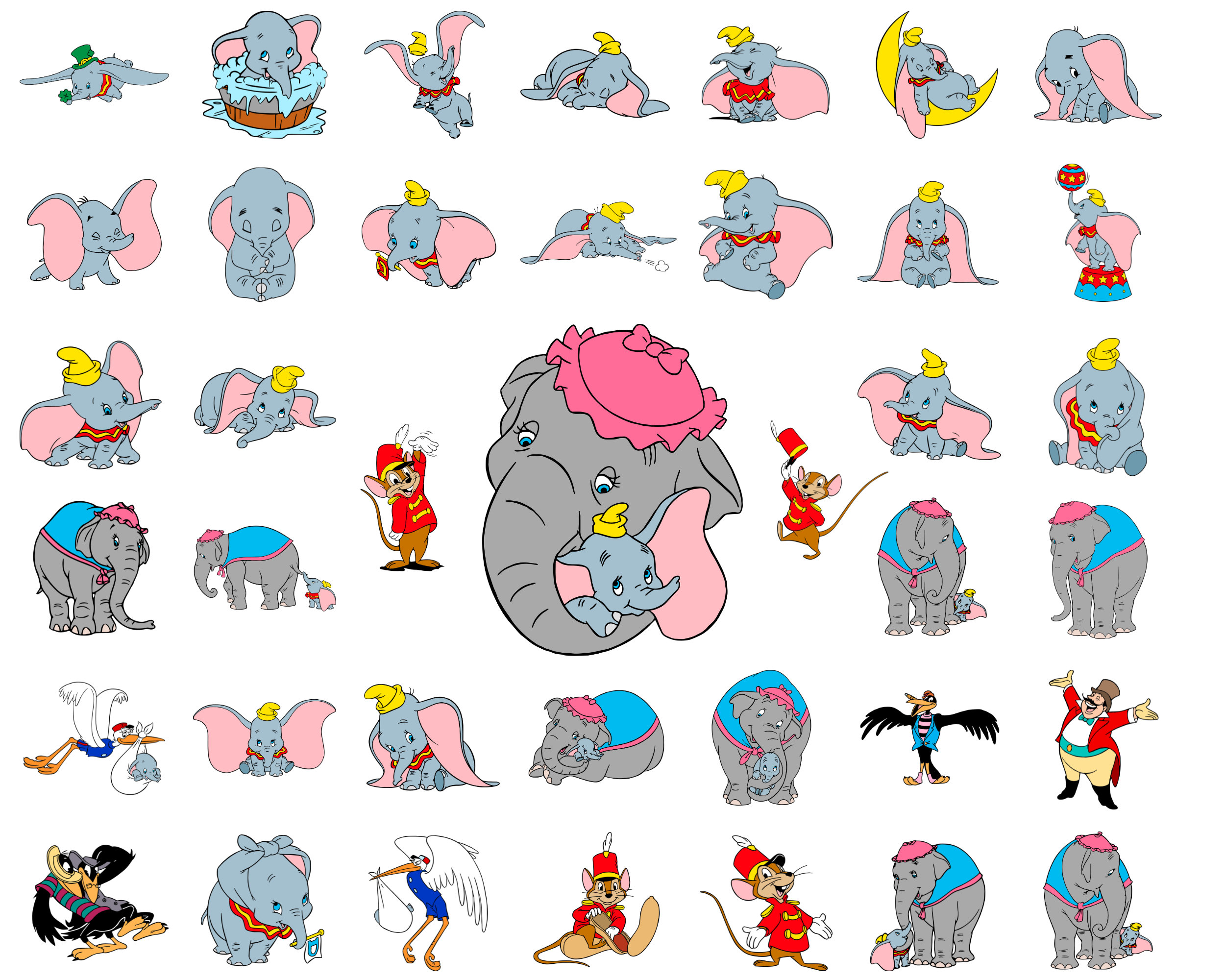 Dumbo SVG Bundle, Dumbo & Timothy Mouse Clipart, High-quality SVG, PNG ...