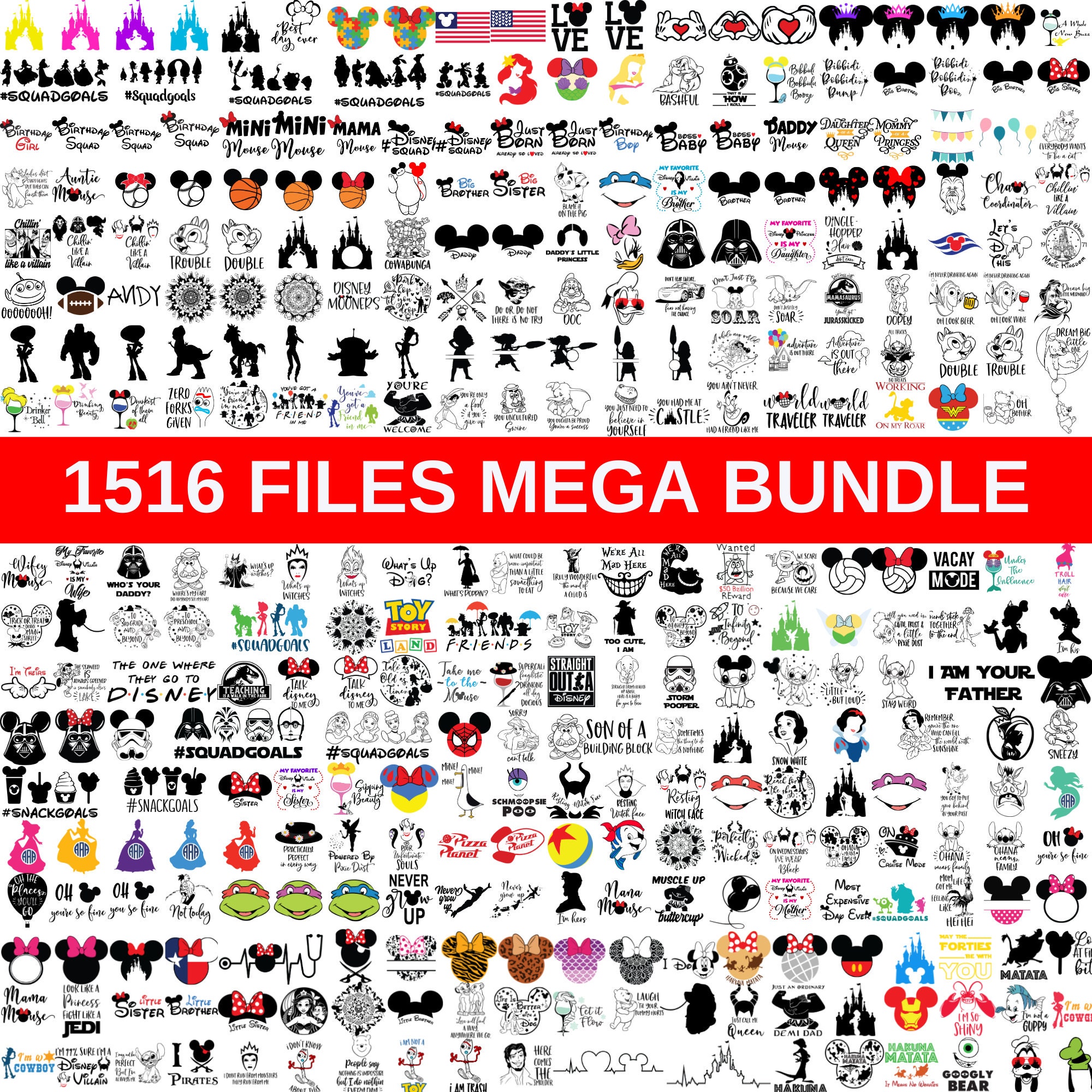 Mega Svg Bundle, Svg Cricut Cut Files, Princess, Toy Story, Lion King ...