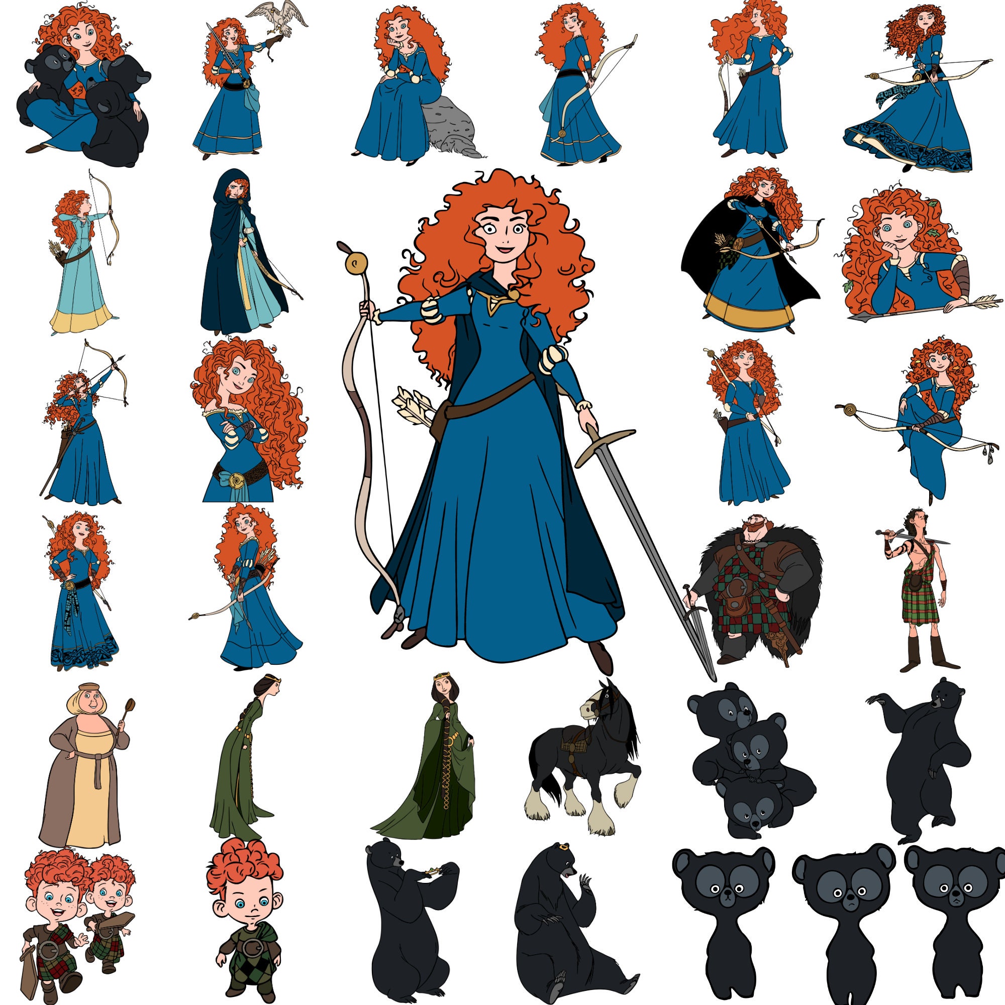 Brave SVG Cliparts Collection, Merida Sublimation Cliaprts Bundle ...