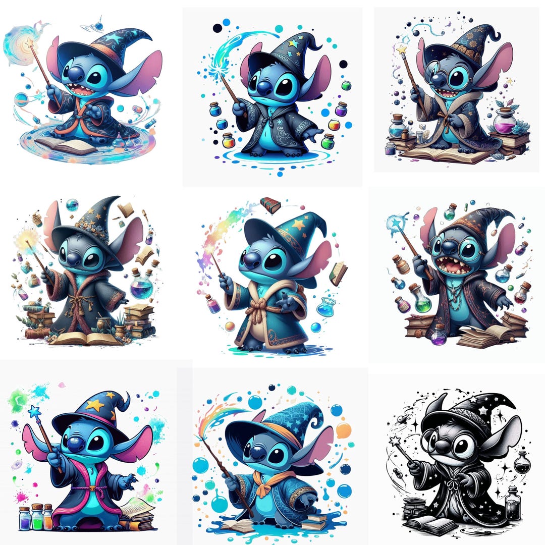 Magical Stitch Halloween Png Bundle, Wizard Costume Watercolor Clipart ...