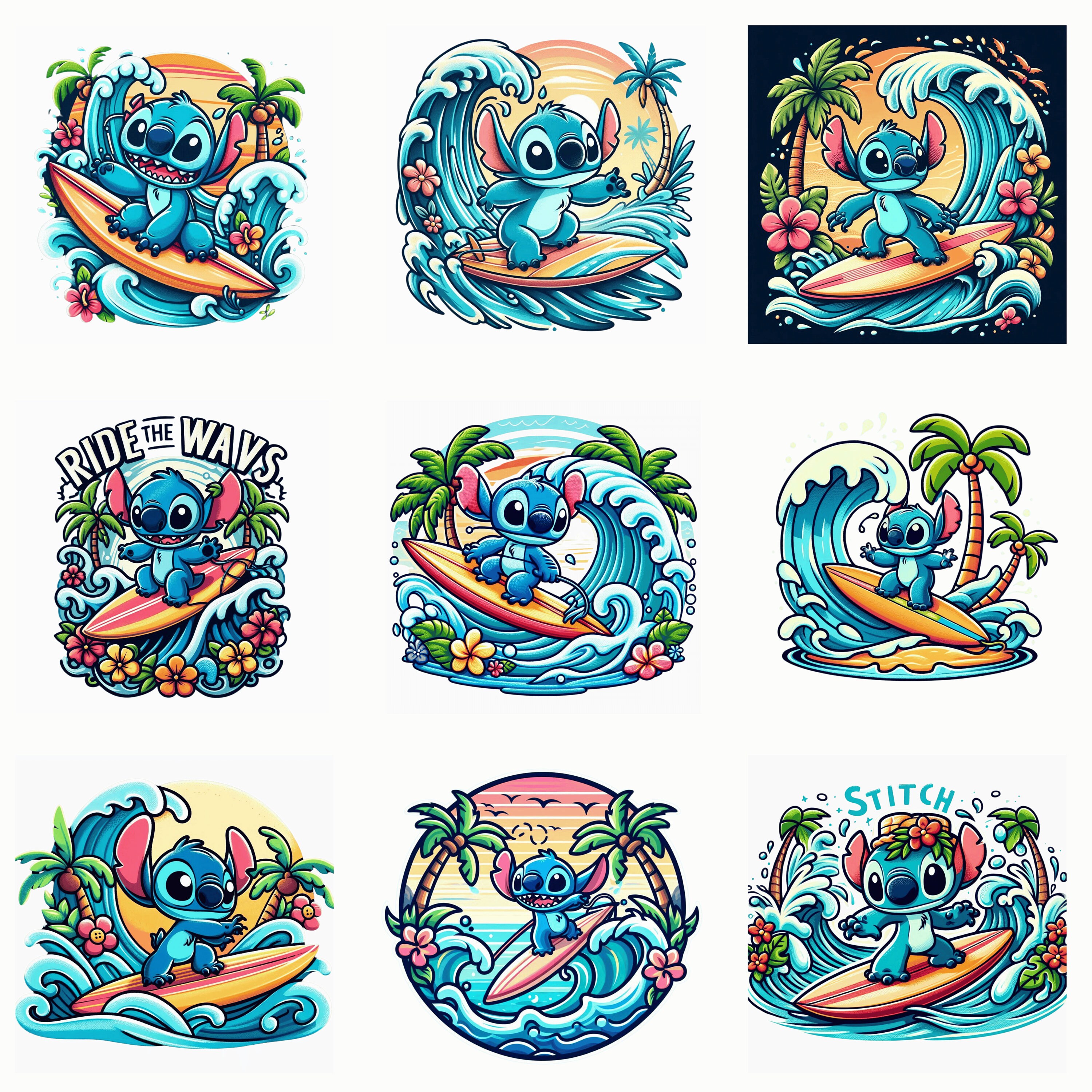Watercolor Surf Stitch Png Bundle, Tropical Summer Surfing Clipart ...