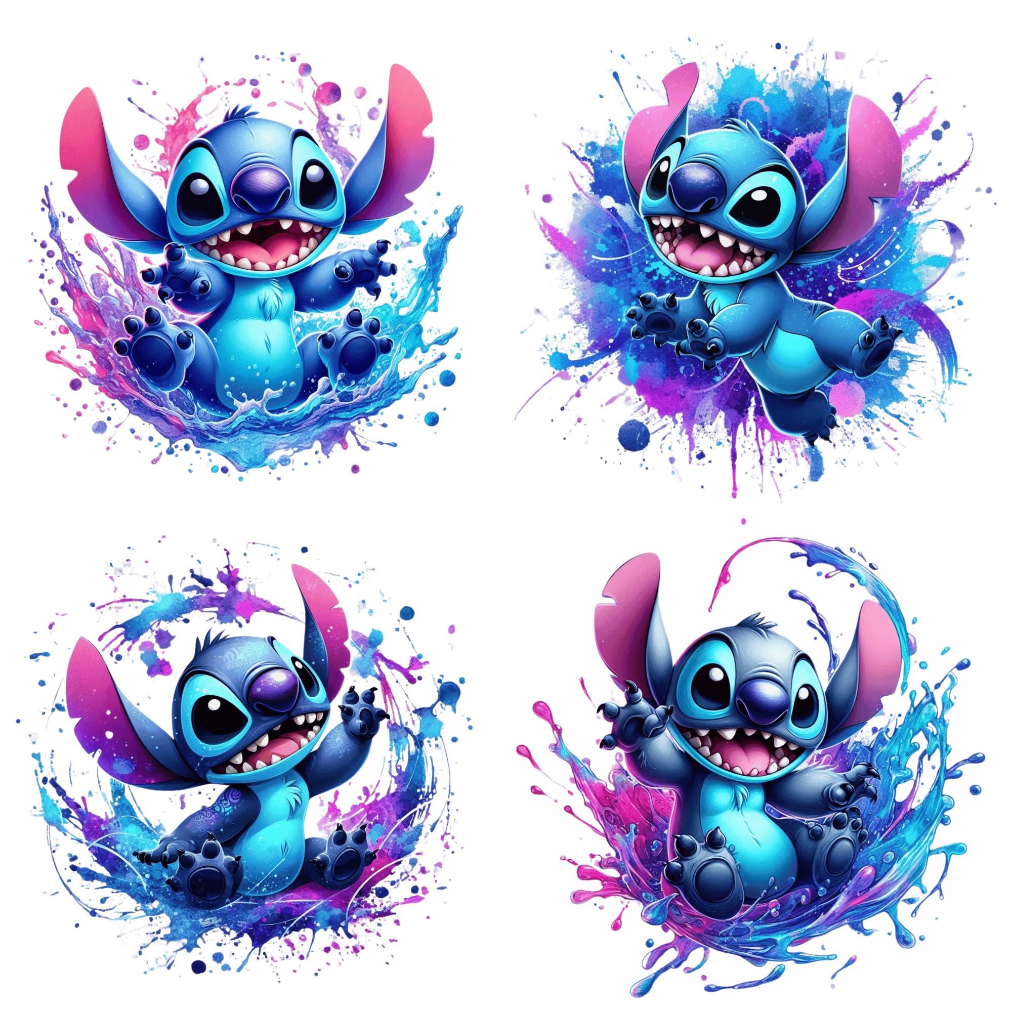 Stitch Splash and Watercolor Digital Design PNG File for Sublimation ...