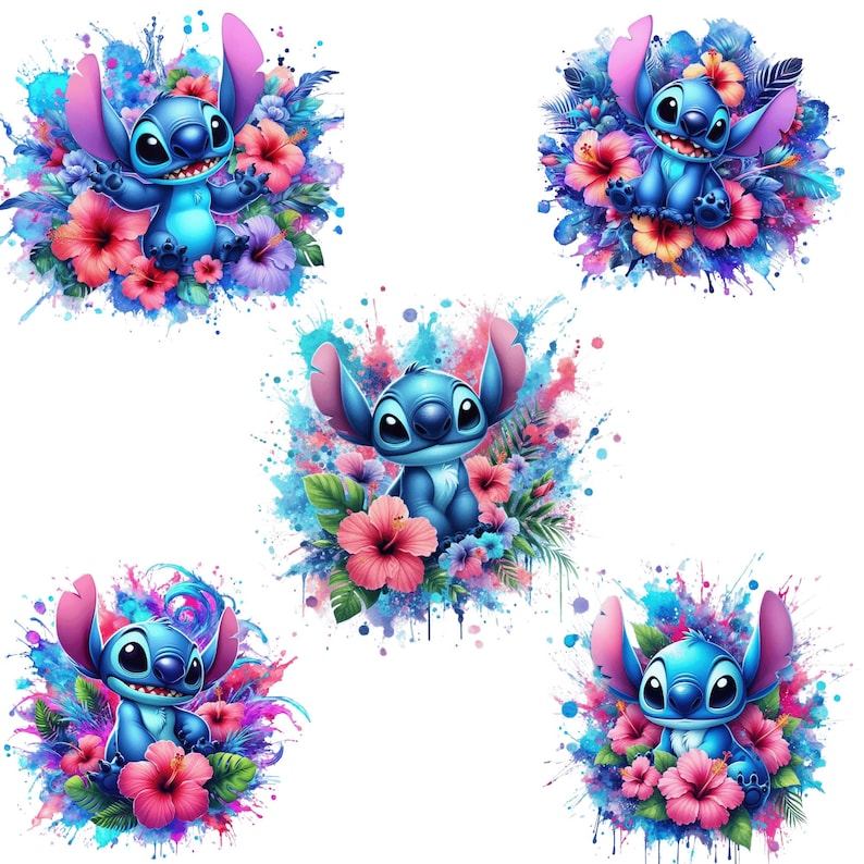Stitch Splash and Watercolor Digital Design PNG File for Sublimation ...