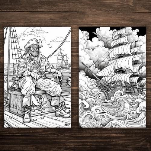 35 Pirate Coloring Pages, Pirate Coloring Book, Pirate Treasure ...