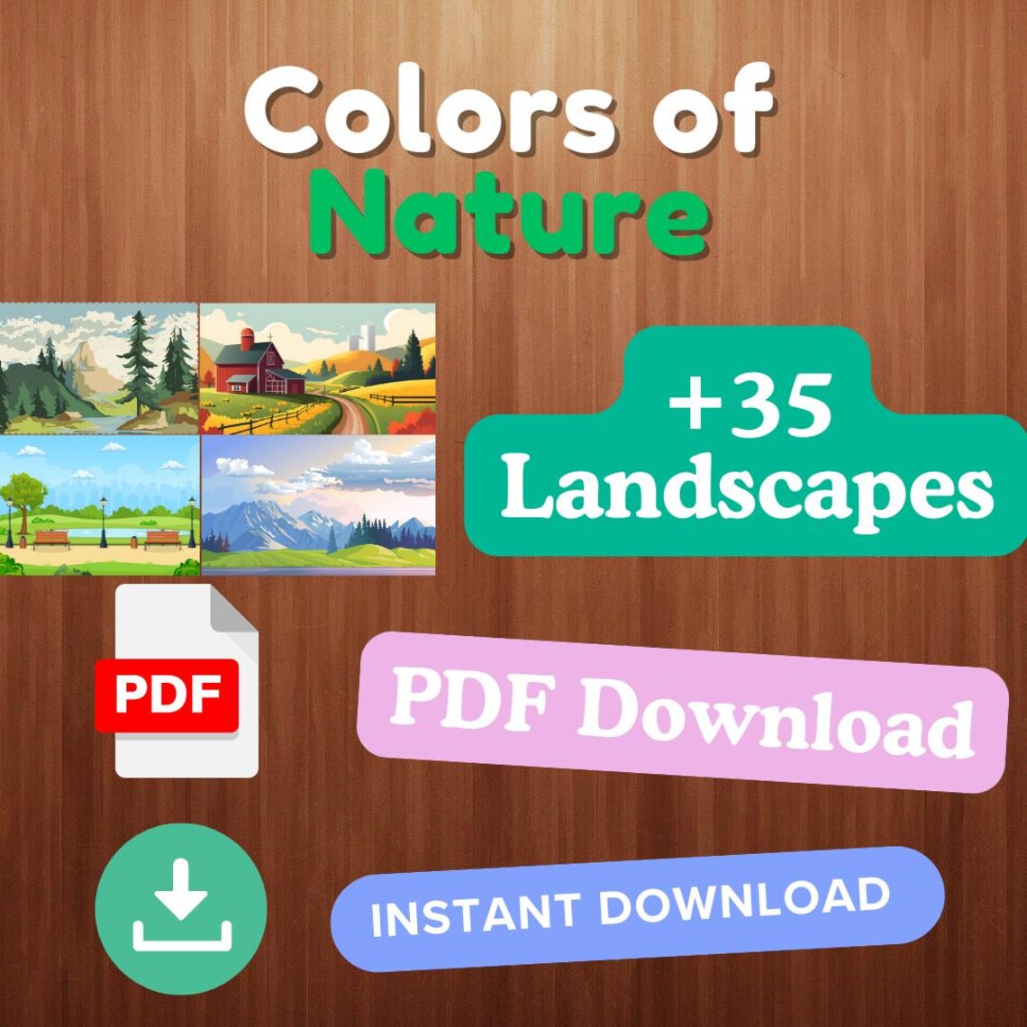 35 Landscapes Coloring Pages, Landscape Coloring, Illustrated ...
