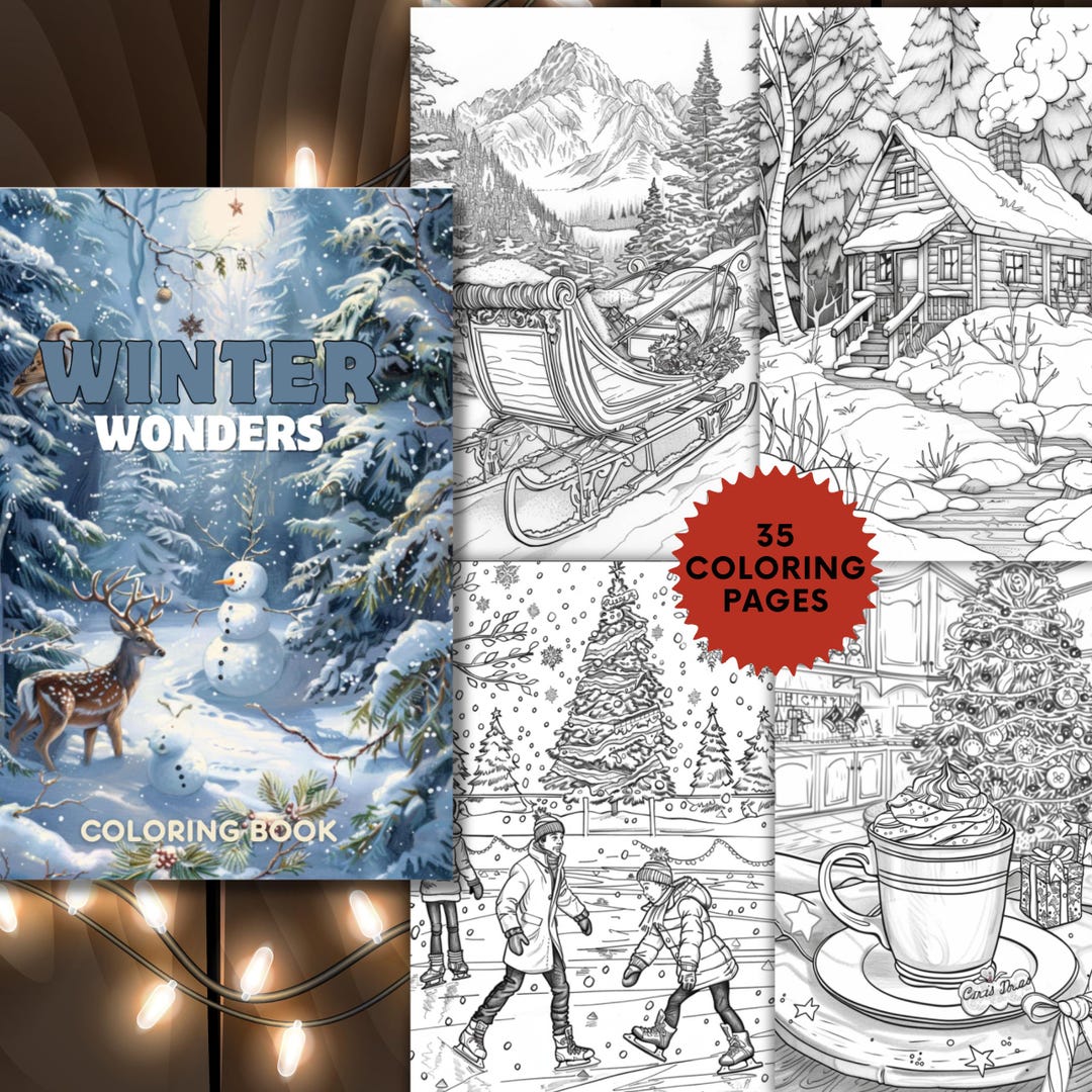 35 Winter Coloring Pages, Winter Coloring Book, Snowy Landscape ...
