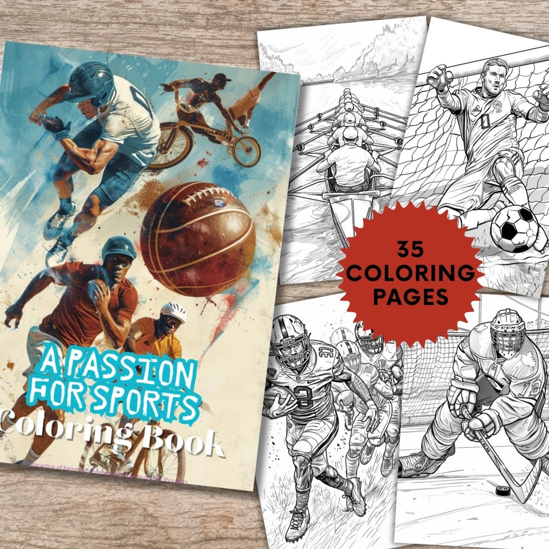 35 Sports Coloring Pages, Adult Coloring Book, Sports Coloring Page ...