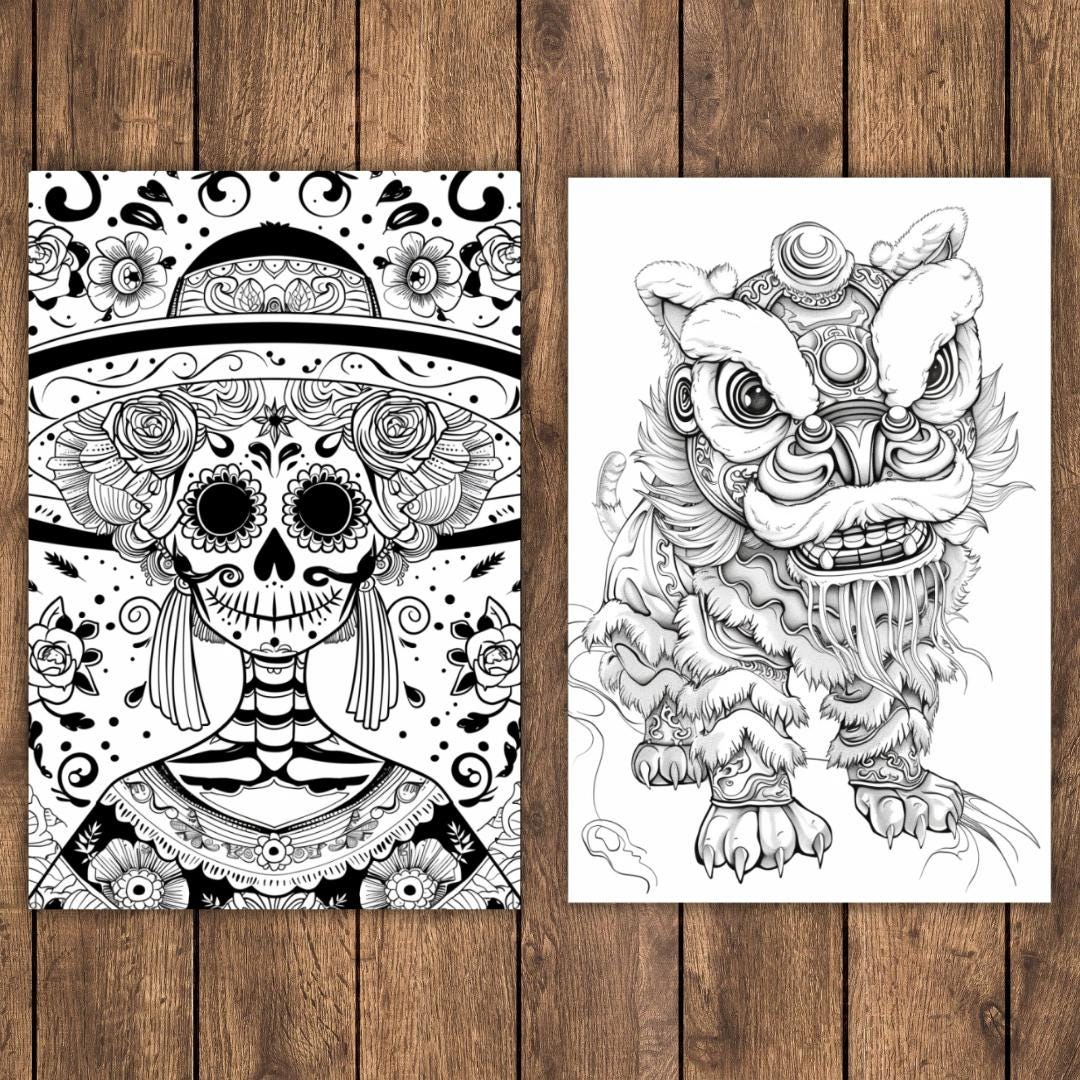 35 Cultures Coloring Pages, Cultural Coloring Book, Adult Coloring Book ...