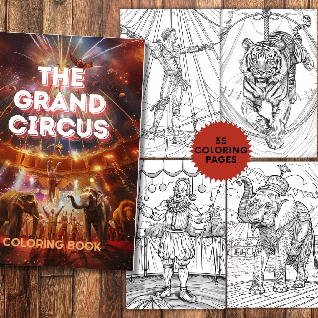 35 Circus Coloring Pages, Circus Coloring Book, Clown Coloring Book ...