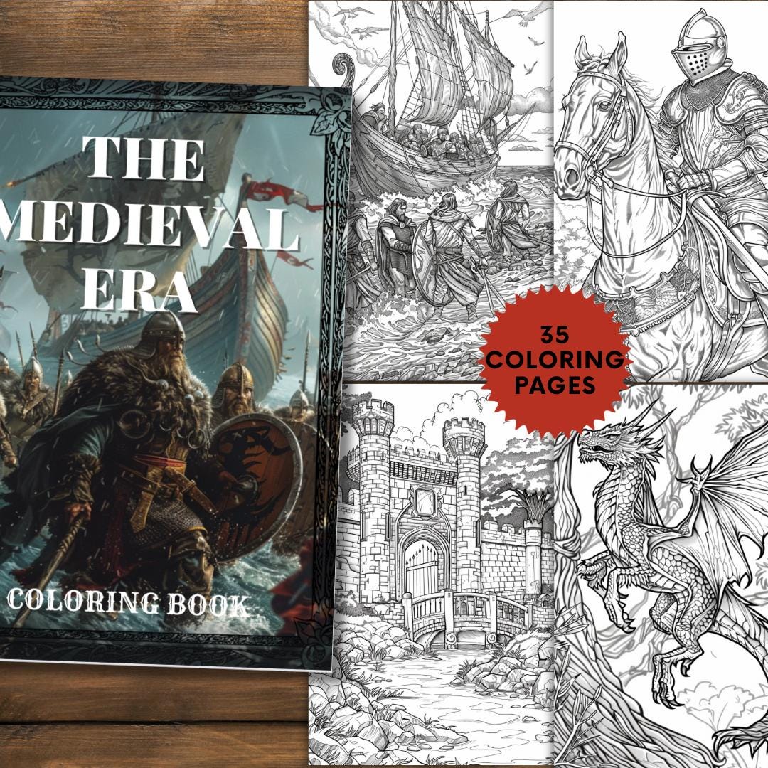 35 Medieval Era Coloring Pages, Medieval Coloring Book, Adult Coloring ...
