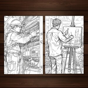 35 Trades and Professions Coloring Pages, Adult Coloring Book, Trades ...